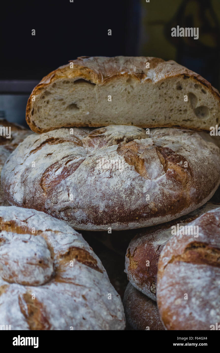 artisan bread in ancient medieval fair, Spain Stock Photo - Alamy