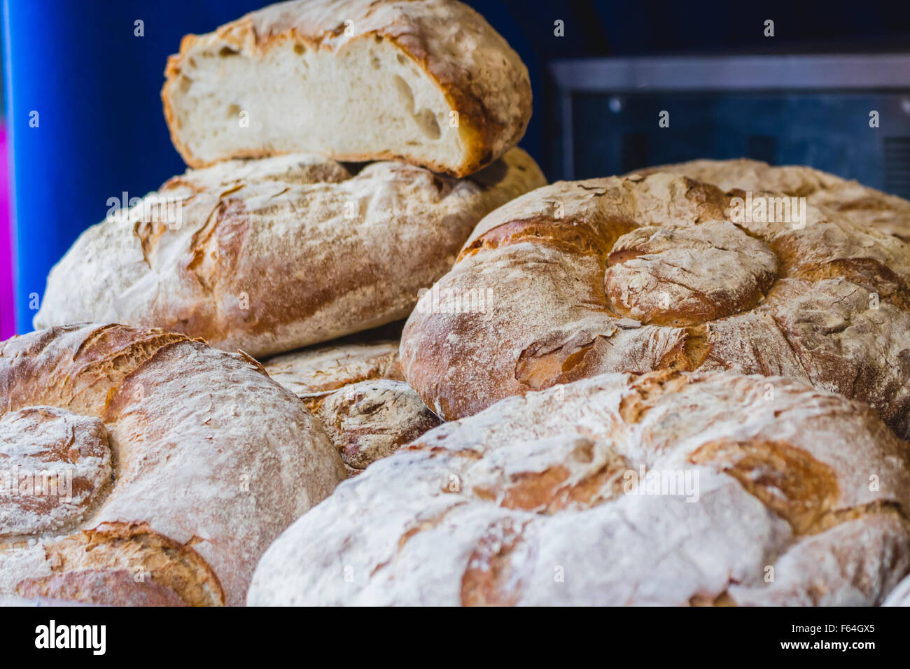 artisan bread in ancient medieval fair, Spain Stock Photo - Alamy