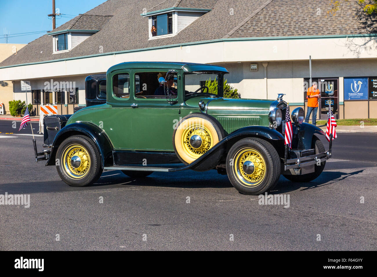 A Ford Model A coupe at the 2015 Modesto California Veterans Day Parade ...