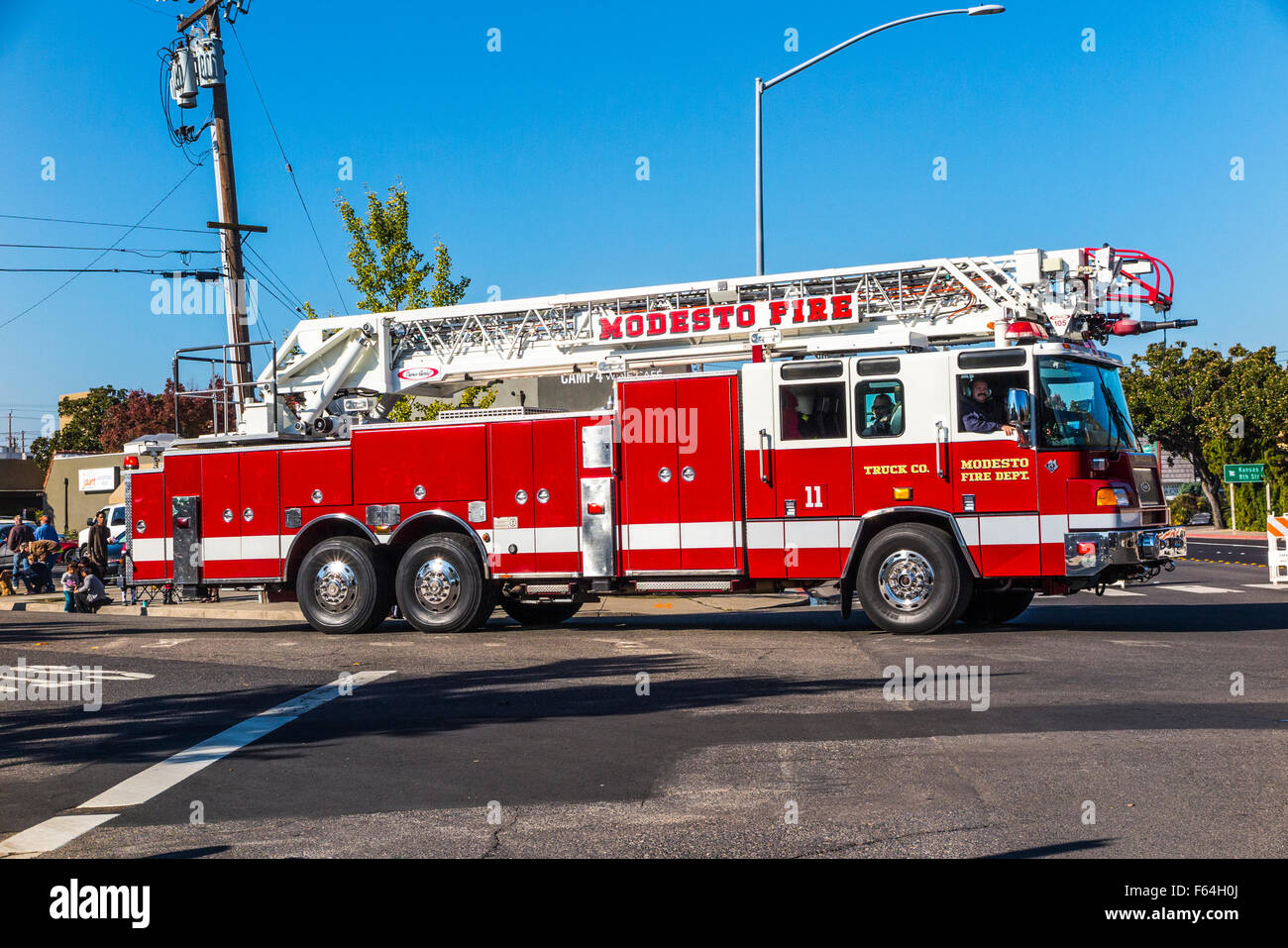 The Modesto Fire departments ladder truck at the 2015 Veterans Day ...