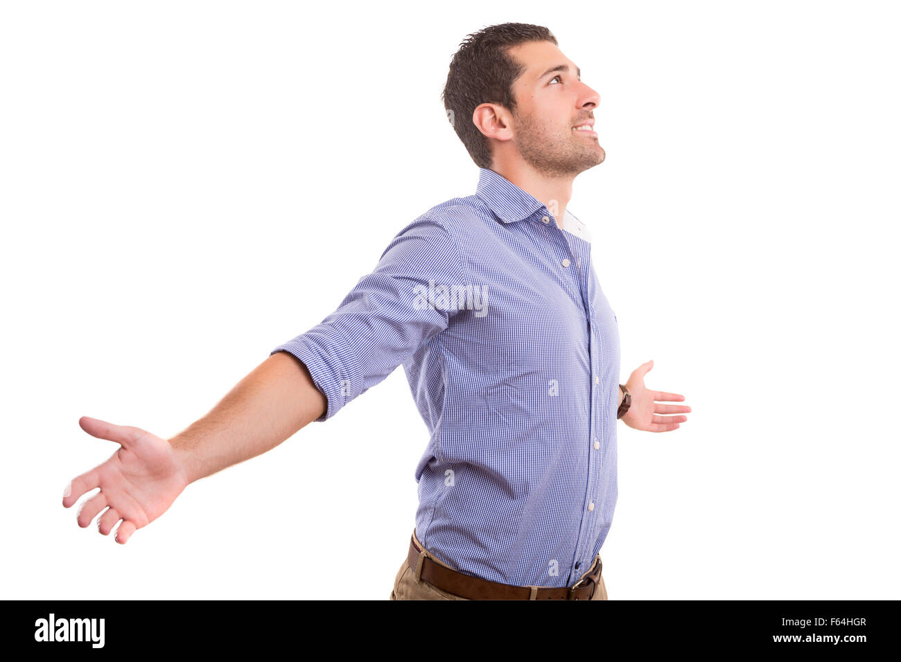 Successful man open arms hi-res stock photography and images - Alamy