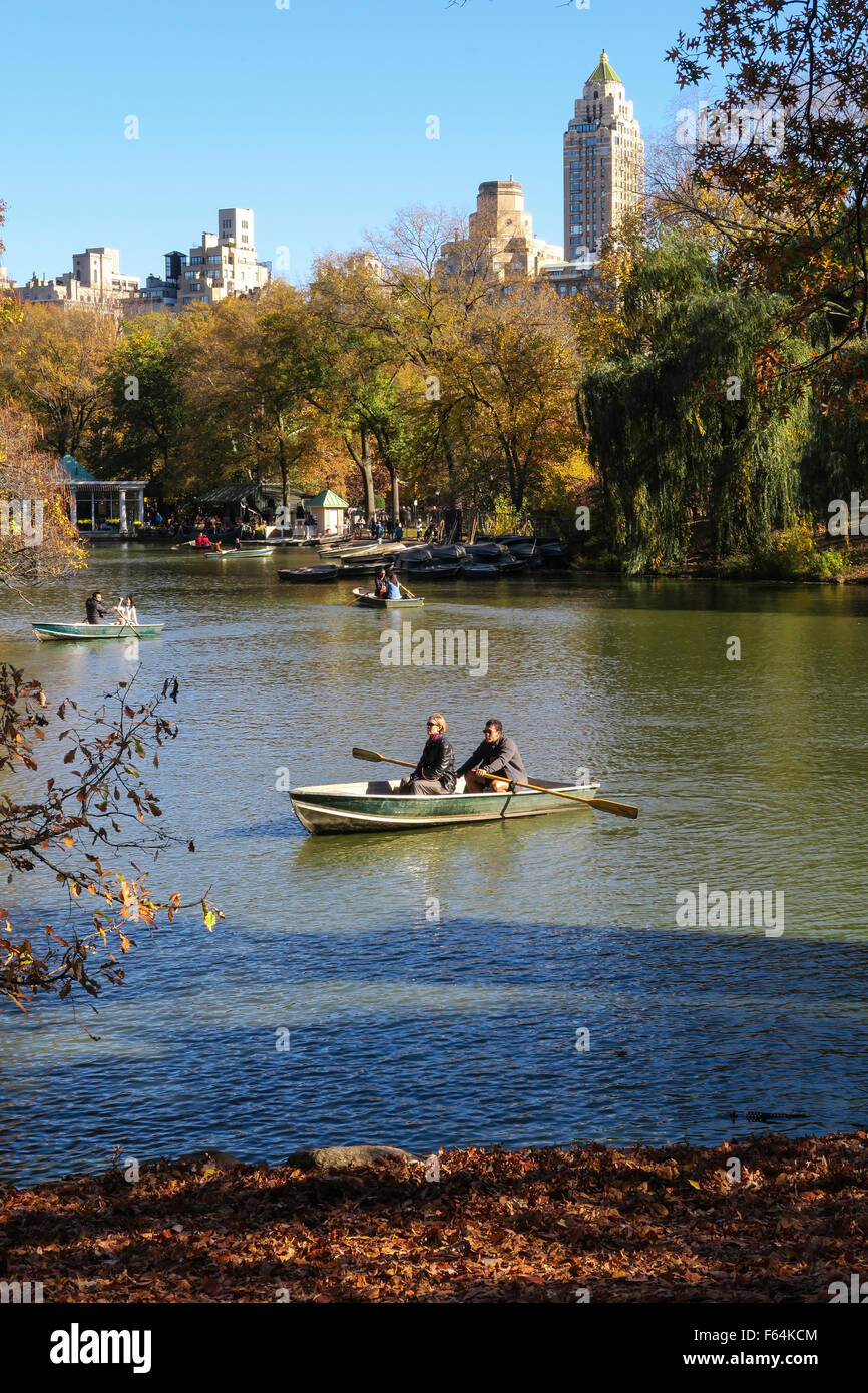 RowBoats on The Lake with Skyline, Central Park, NYC Stock Photo - Alamy