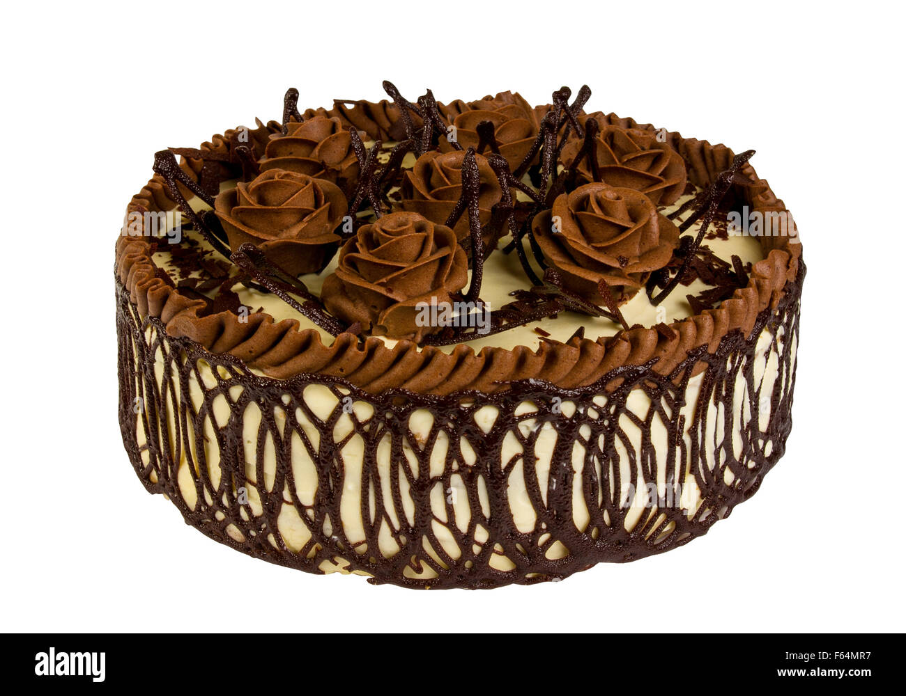 Delicious biscuit cake isolated on white background Stock Photo - Alamy