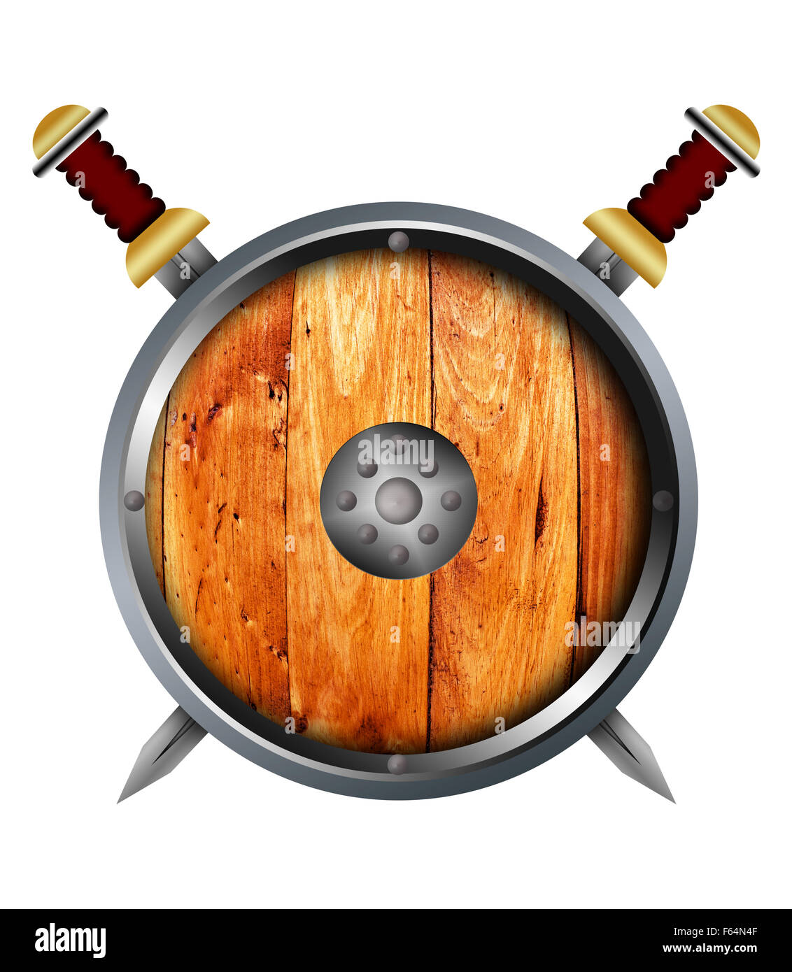 Shield and sword isolated on white background Stock Photo - Alamy