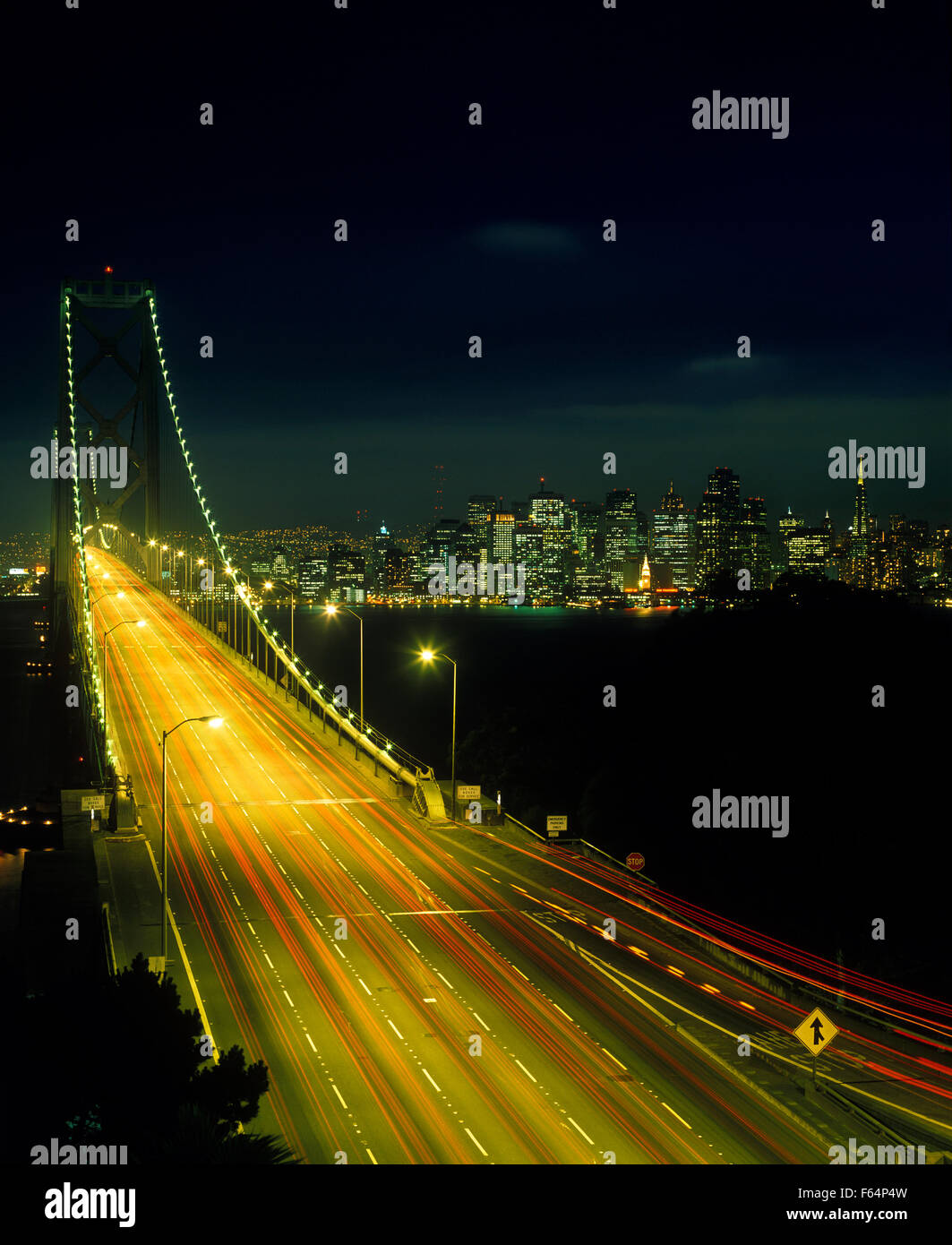 California, San Francisco, Bay Bridge at Night Stock Photo - Alamy