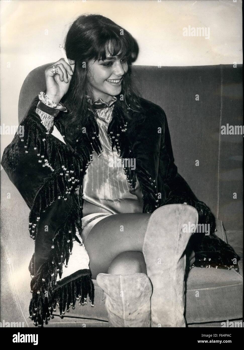 1968 - French actress Tina Aumont seen at the cocktail party hold at ...