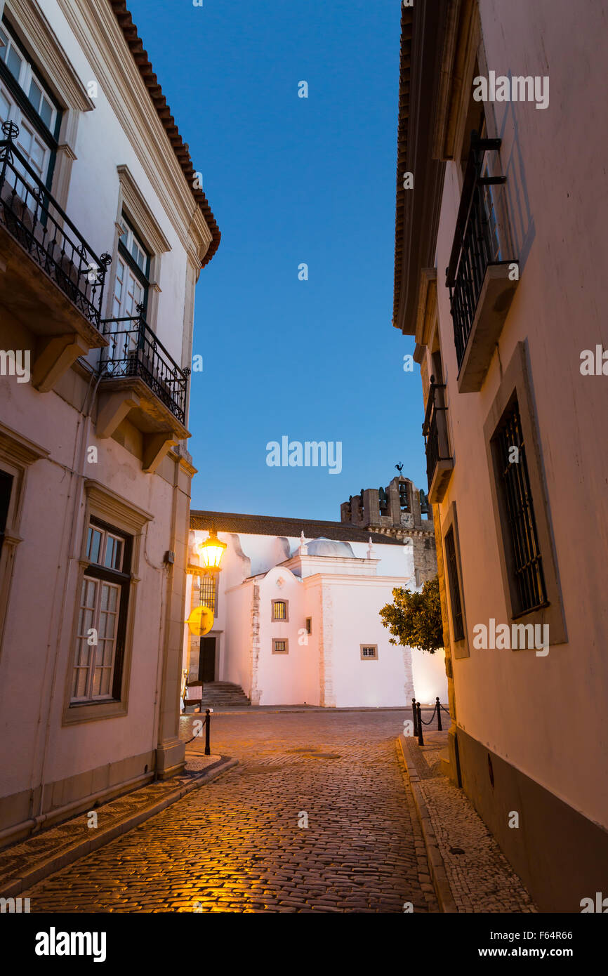 Narrow european street at night Stock Photo - Alamy