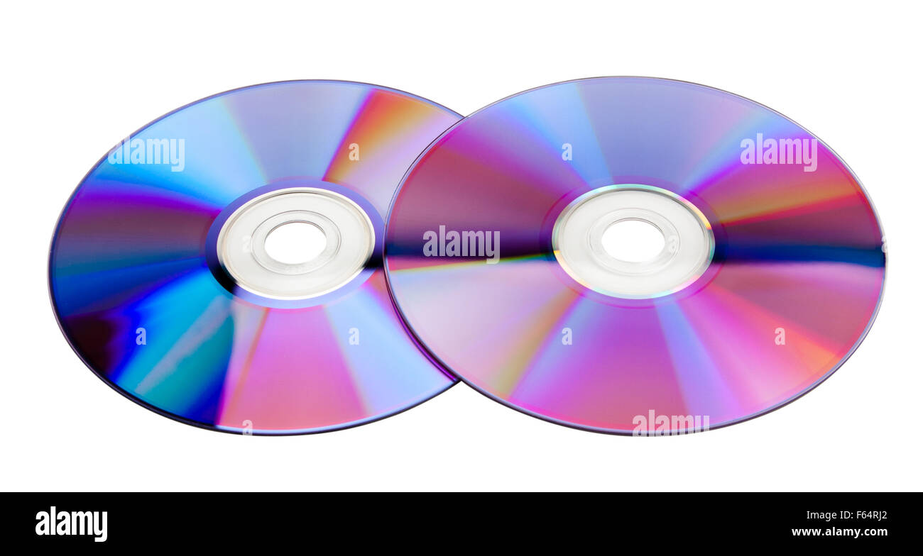 Two colorful CDs isolated on white background Stock Photo - Alamy