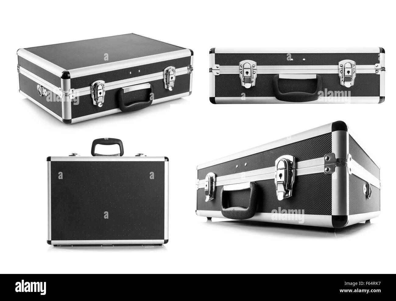 Metal briefcases for money isolated on white background Stock Photo - Alamy