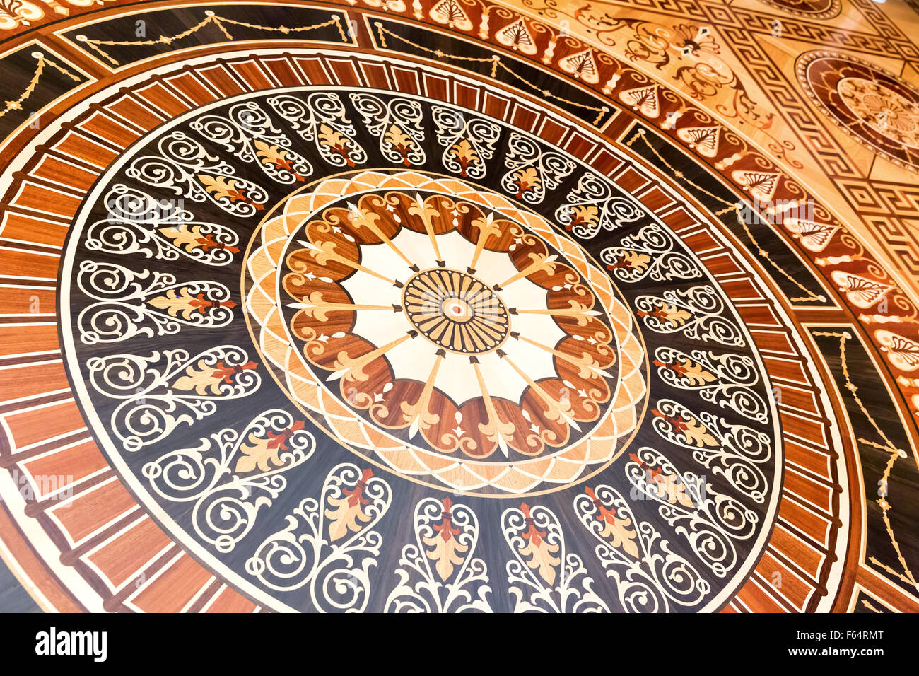 Luxurious lacquered wooden parquet with vintage pattern Stock Photo - Alamy