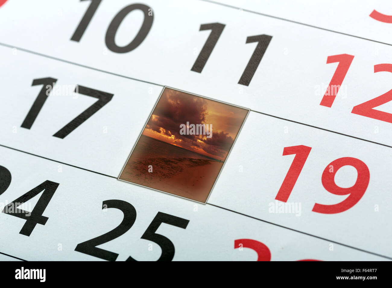Calendar page with a picture Stock Photo - Alamy