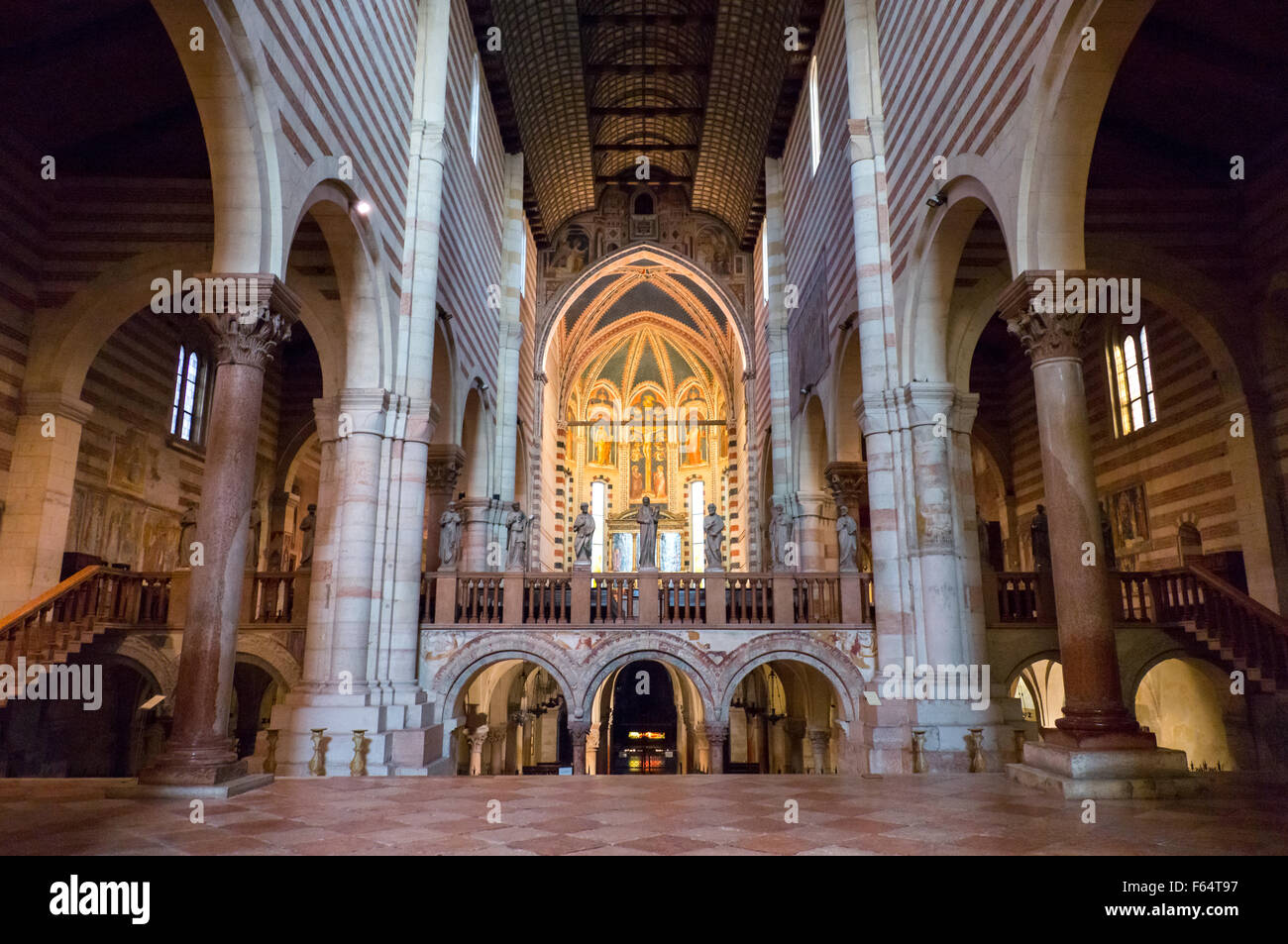 Basilica church day europe indoor inside italy nave veneto verona hi ...