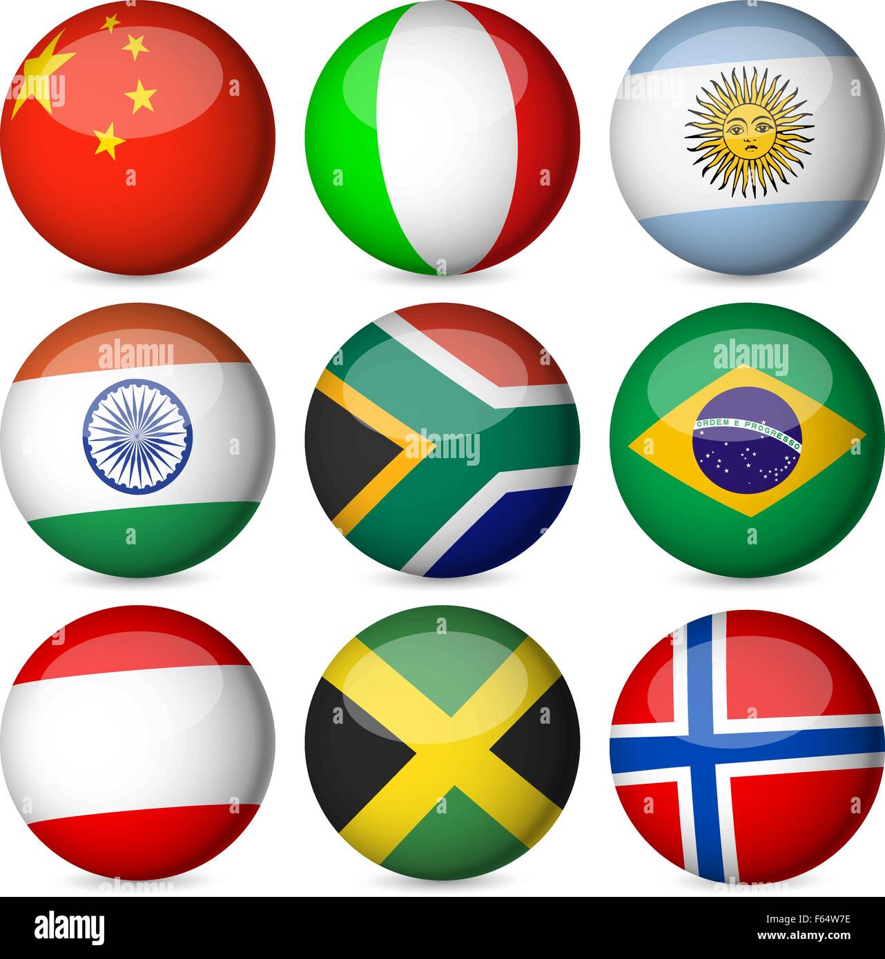 National flag orb set on a white background. Vector illustration Stock ...