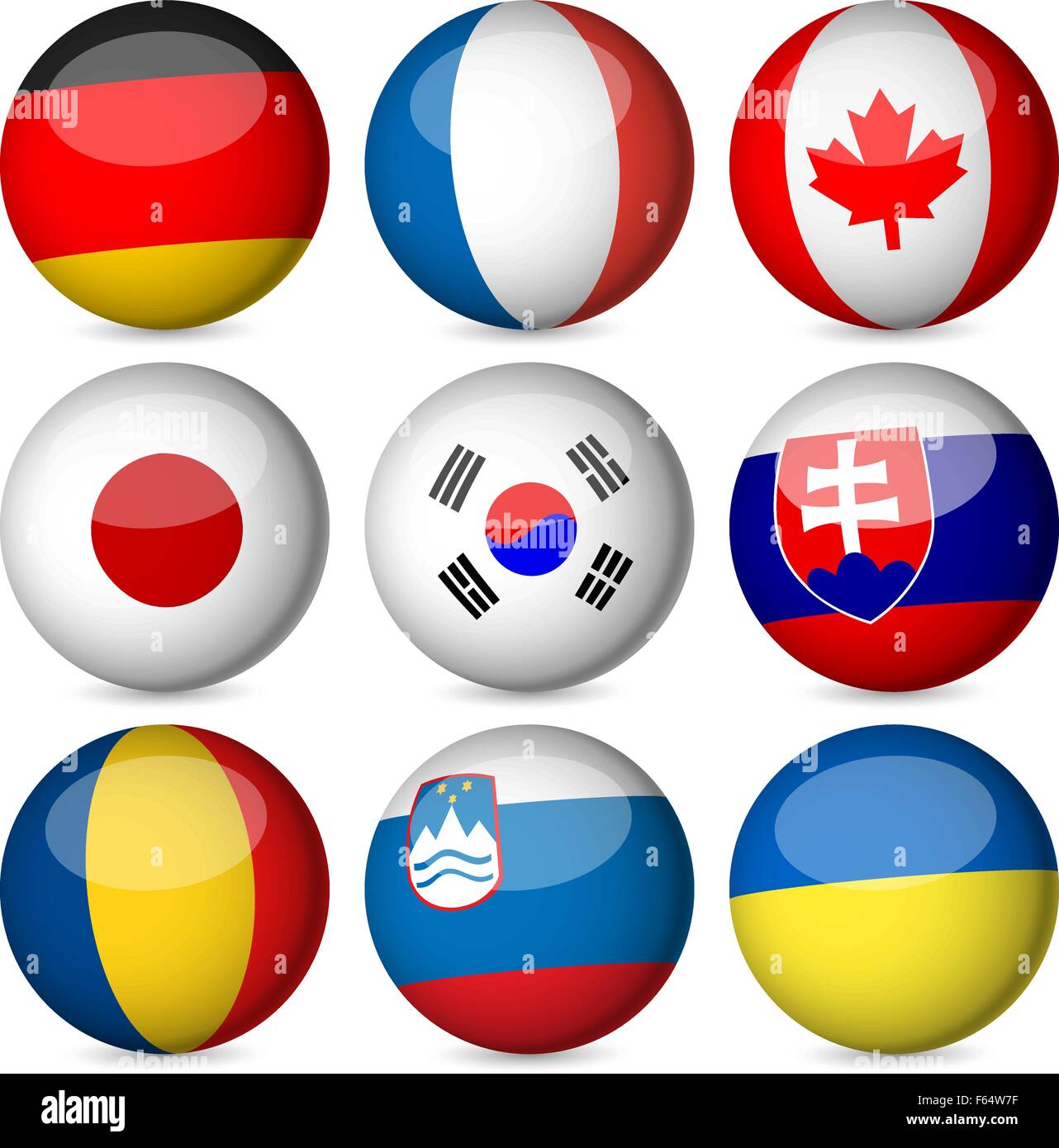 National flag orb set on a white background. Vector illustration Stock ...