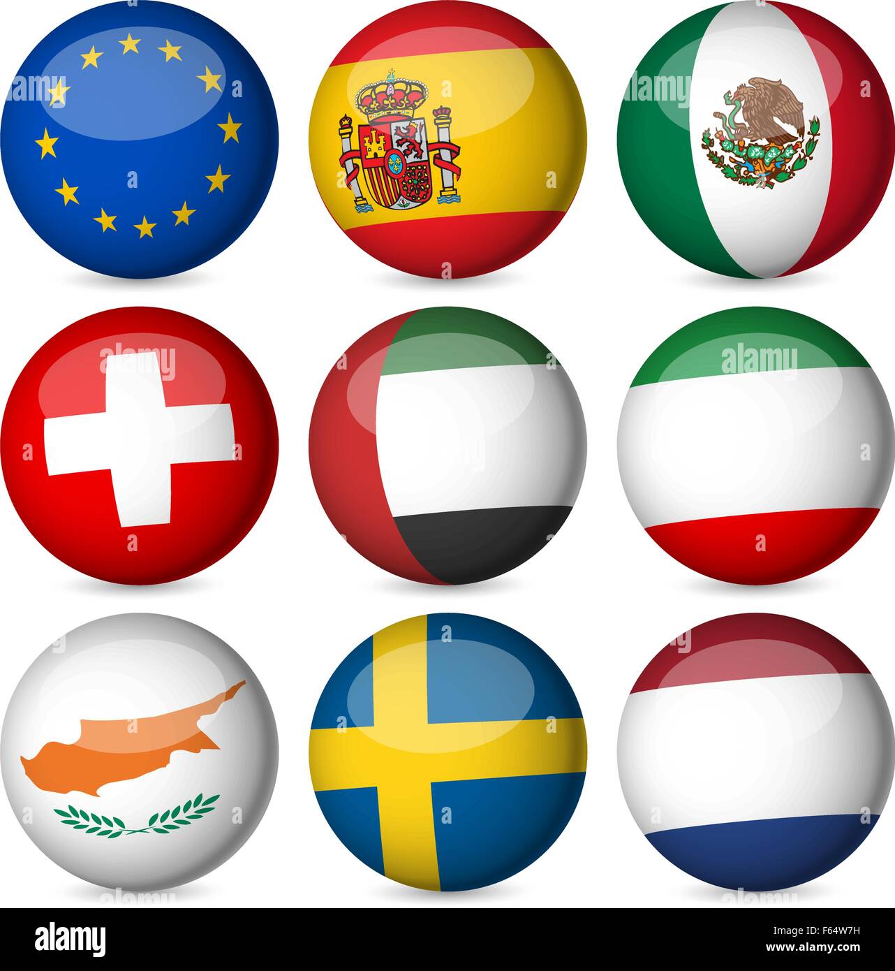 National flag orb set on a white background. Vector illustration Stock ...