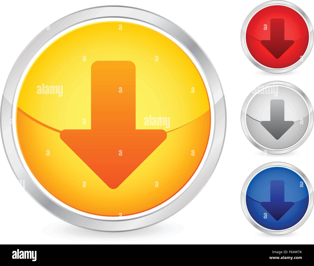 arrow down buttons set on a white background. Vector illustration Stock ...