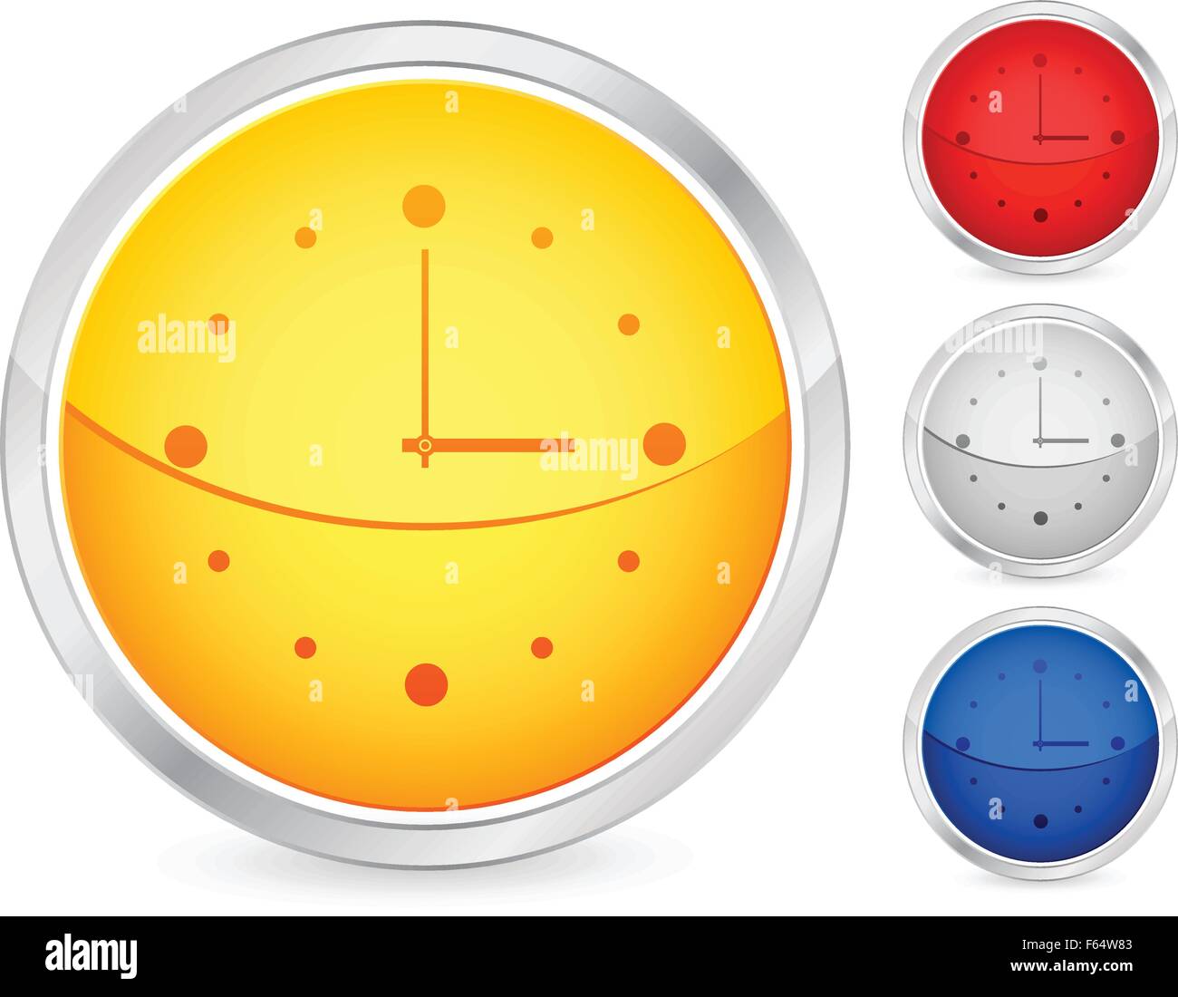 clock buttons set on a white background. Vector illustration Stock ...