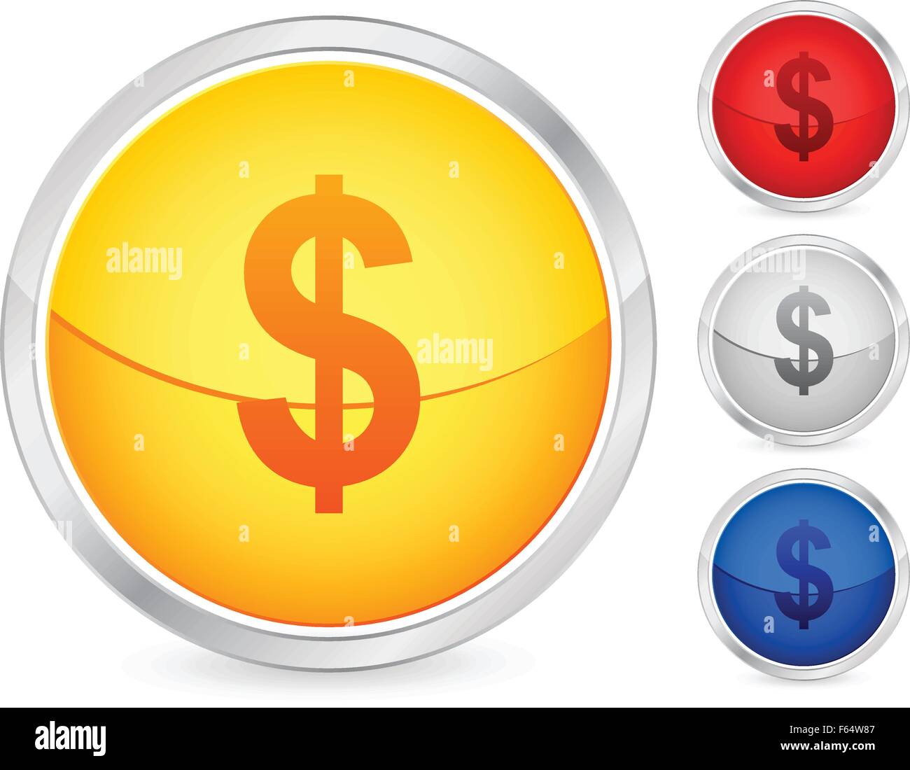 dollar buttons set on a white background. Vector illustration Stock ...