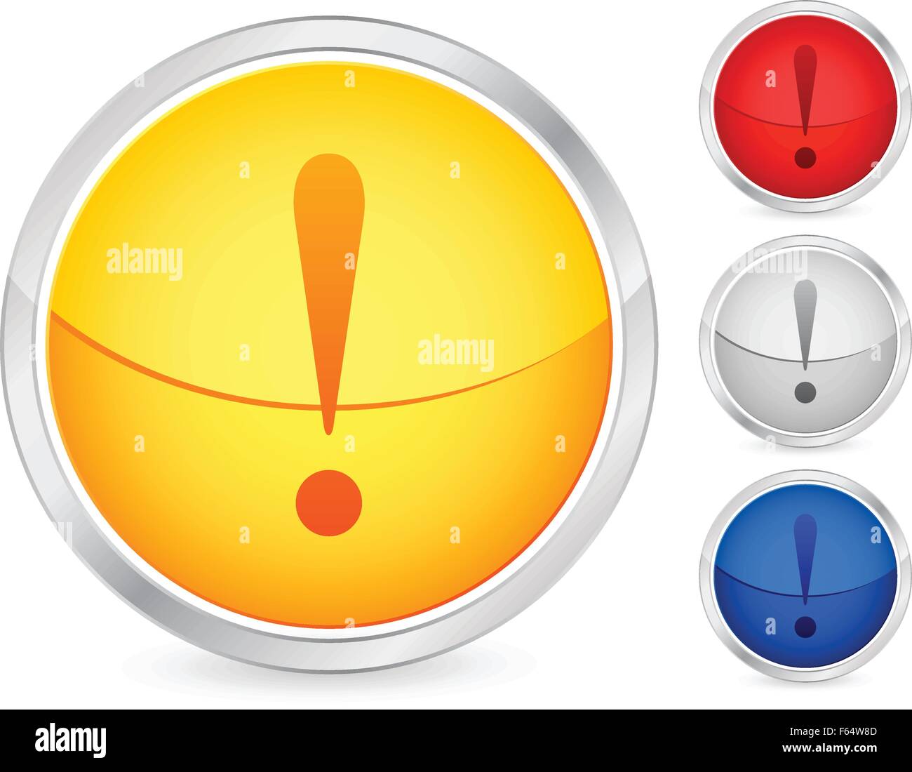 exclamation mark buttons set on a white background. Vector illustration ...