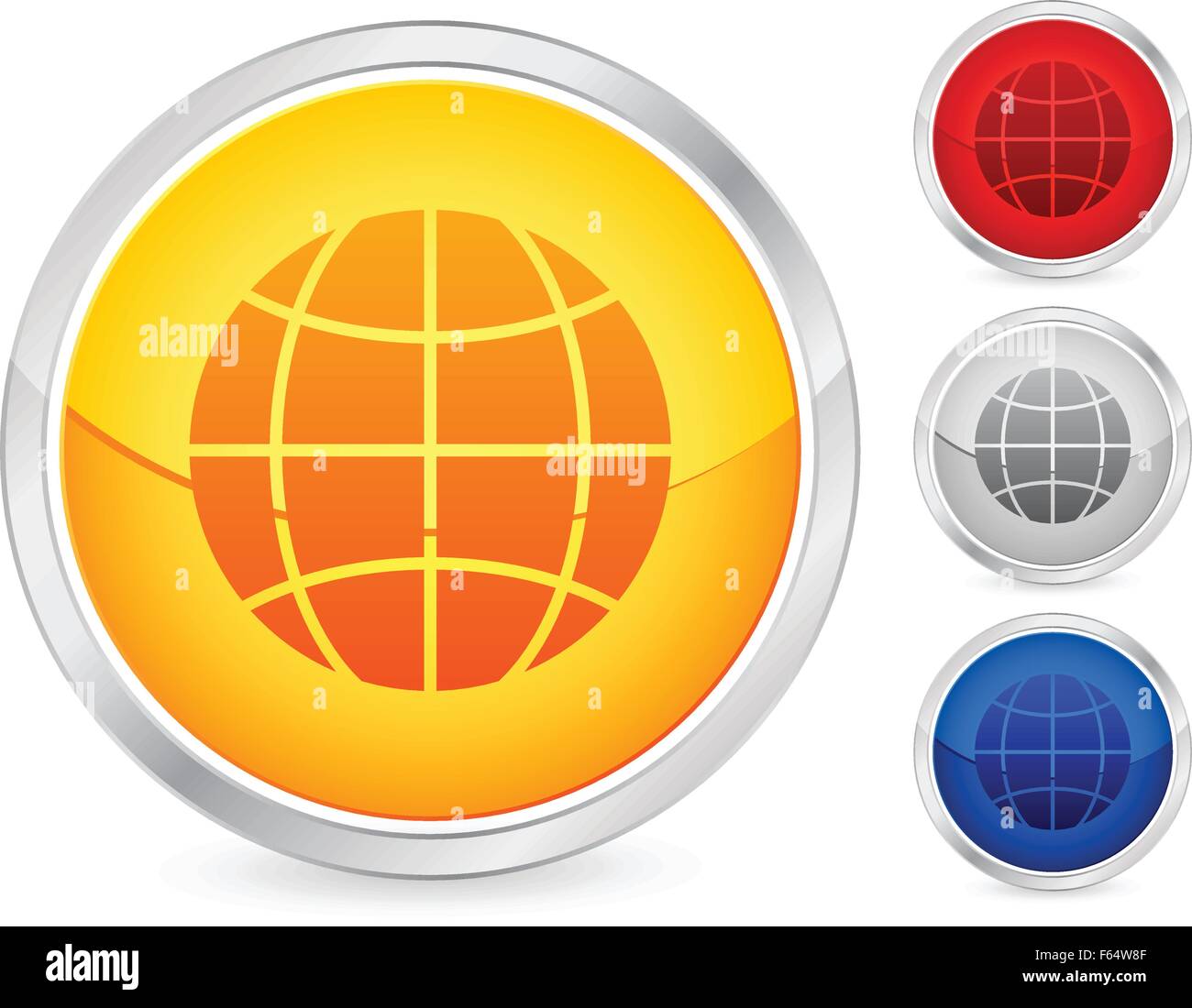 globe buttons set on a white background. Vector illustration Stock ...