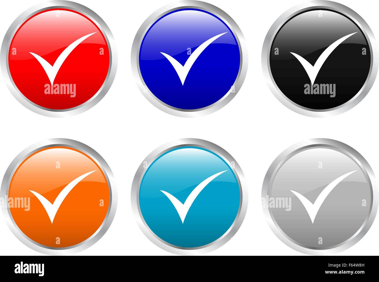Glossy buttons with check symbol on a white background. Vector ...