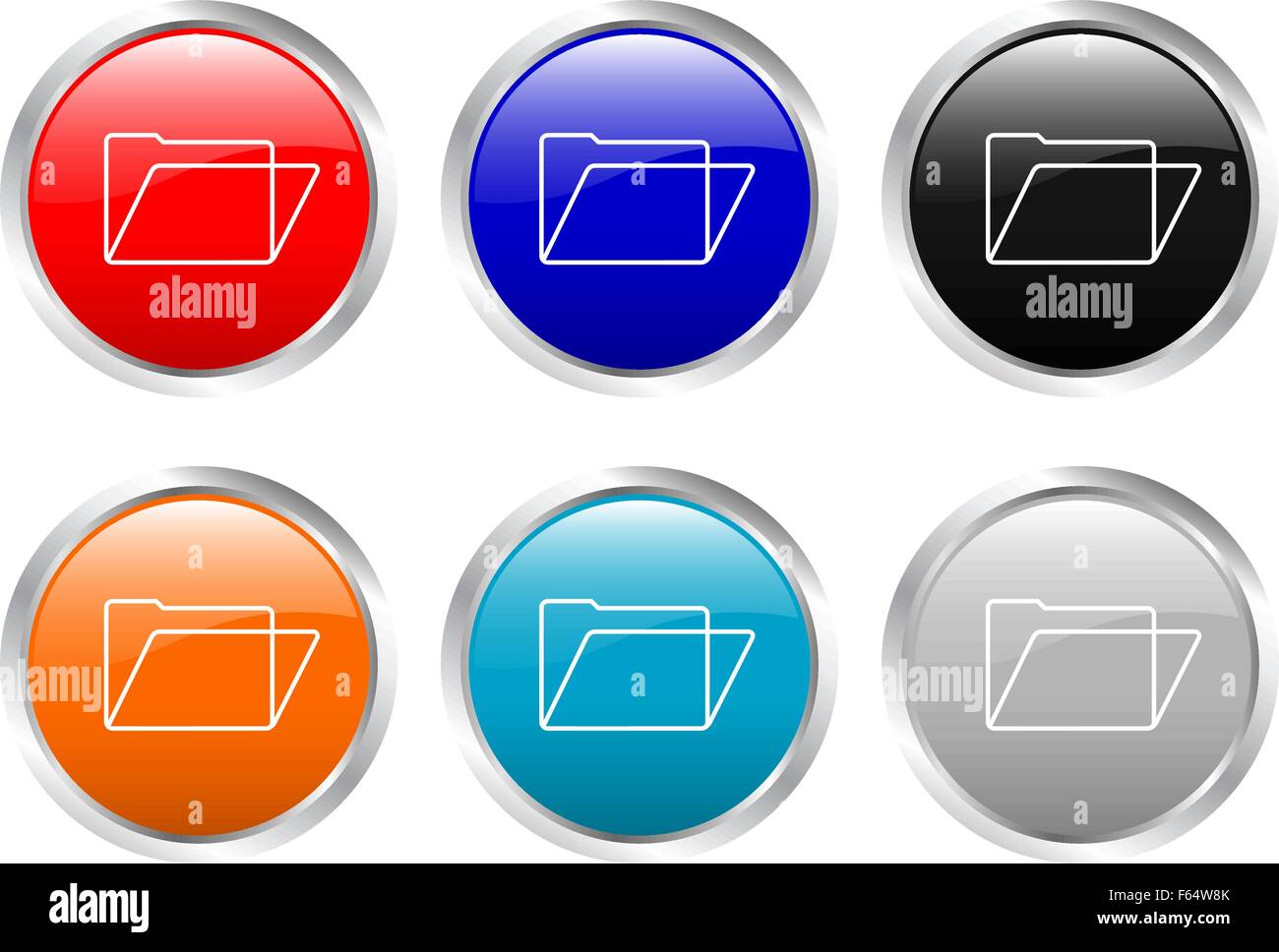 Glossy buttons with folder on a white background. Vector illustration ...