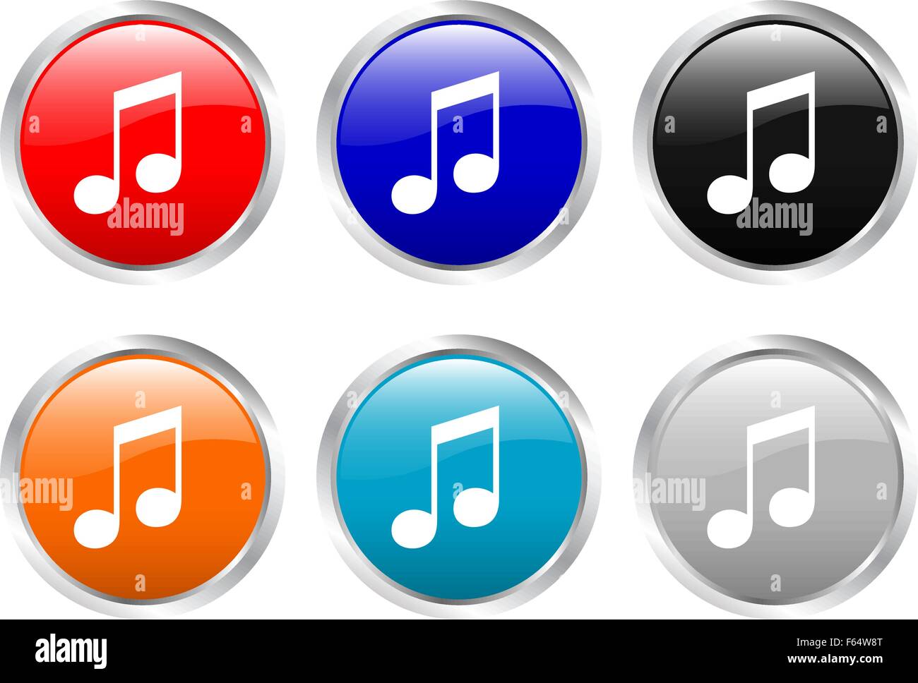 Glossy buttons with music symbol on a white background. Vector ...
