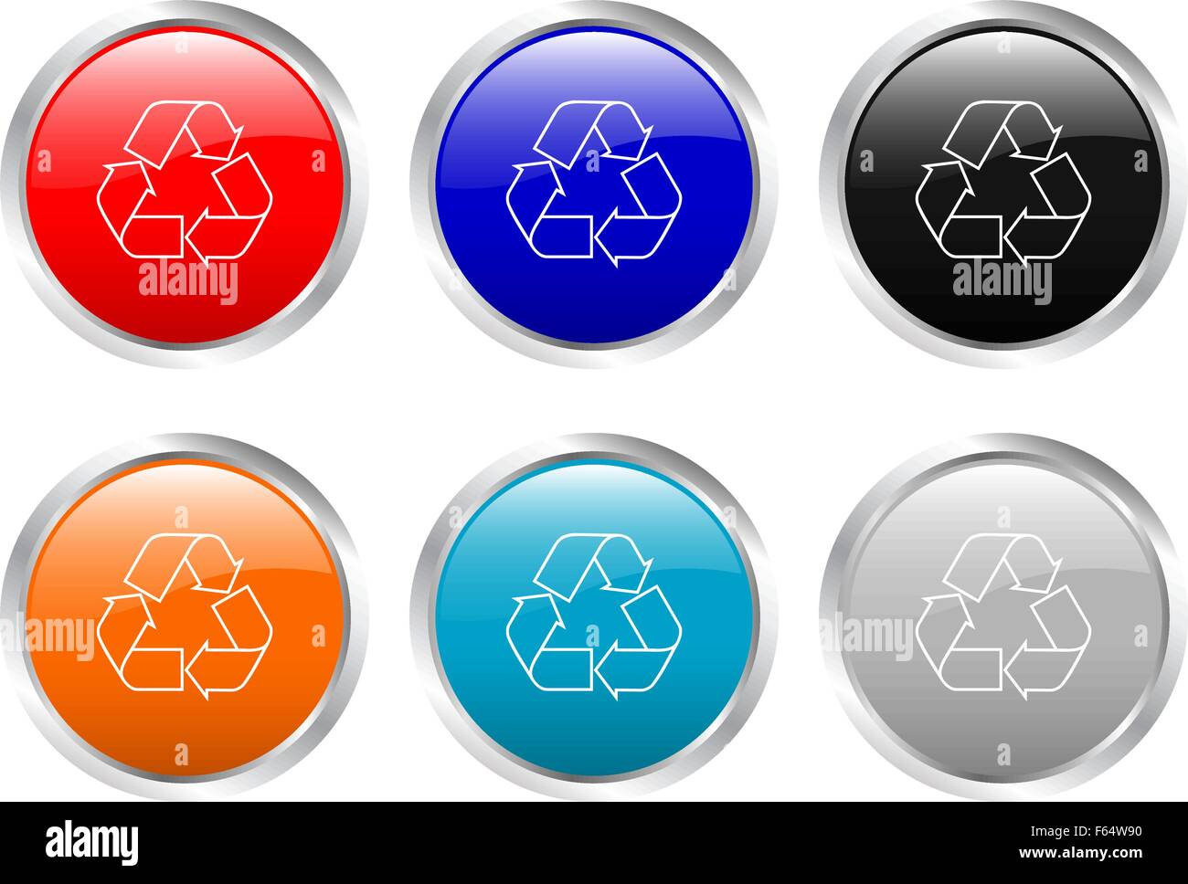 Glossy buttons with recycle symbol on a white background. Vector ...
