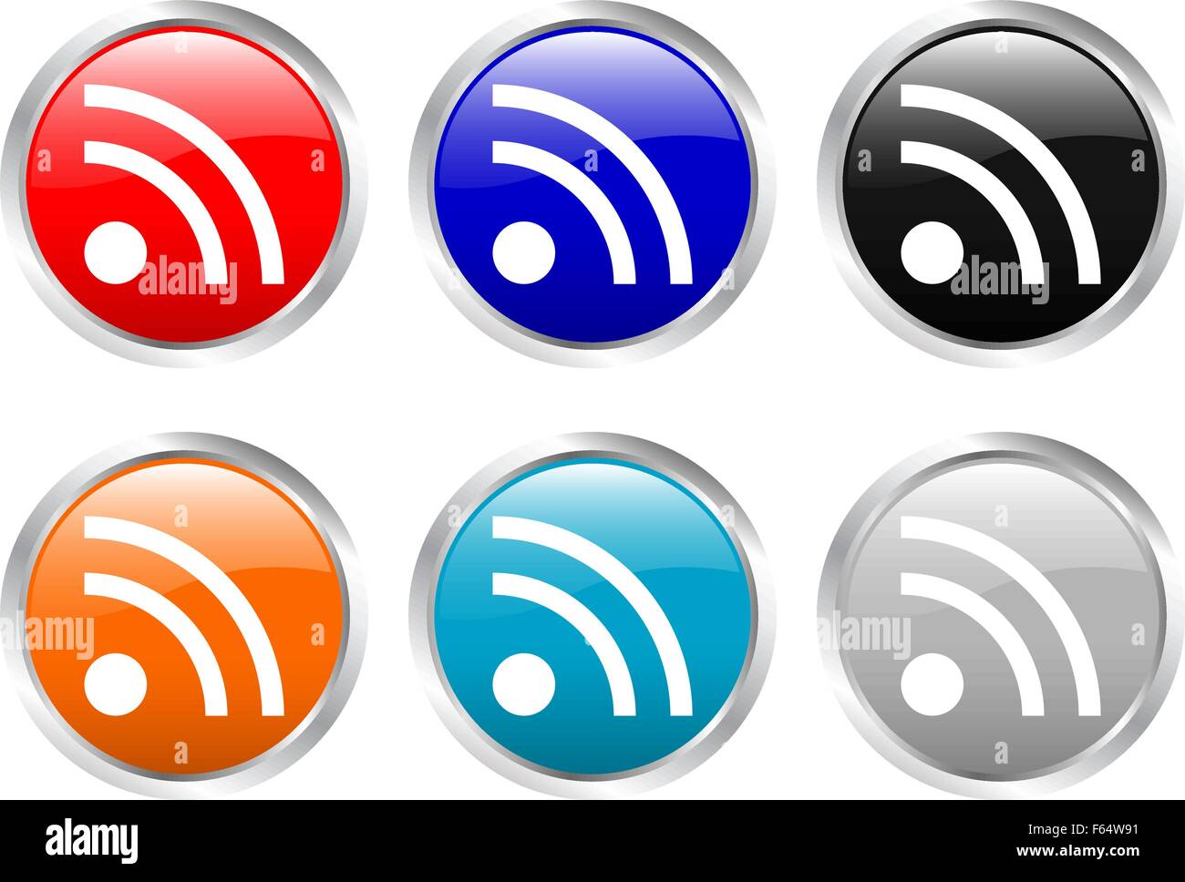 Glossy buttons with RSS symbol on a white background. Vector ...