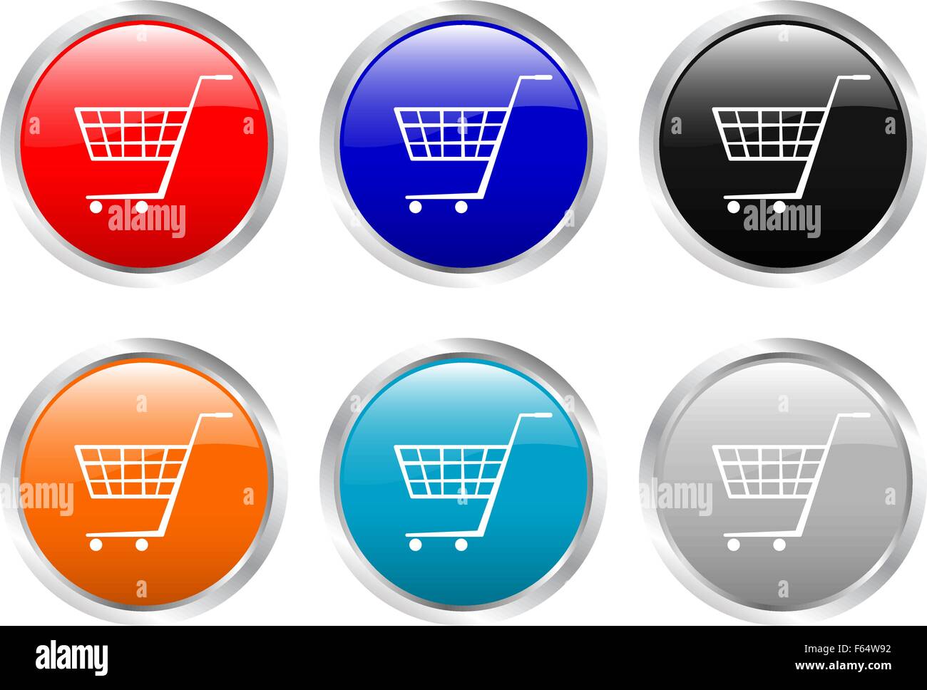 Glossy buttons with shopping cart on a white background. Vector ...