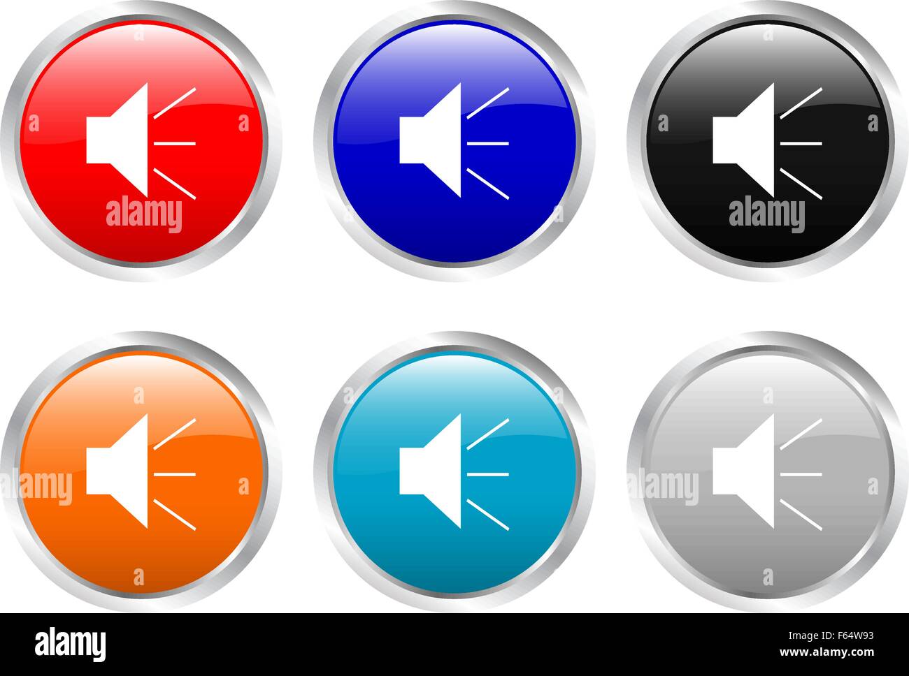 Glossy buttons with sound symbol on a white background. Vector ...