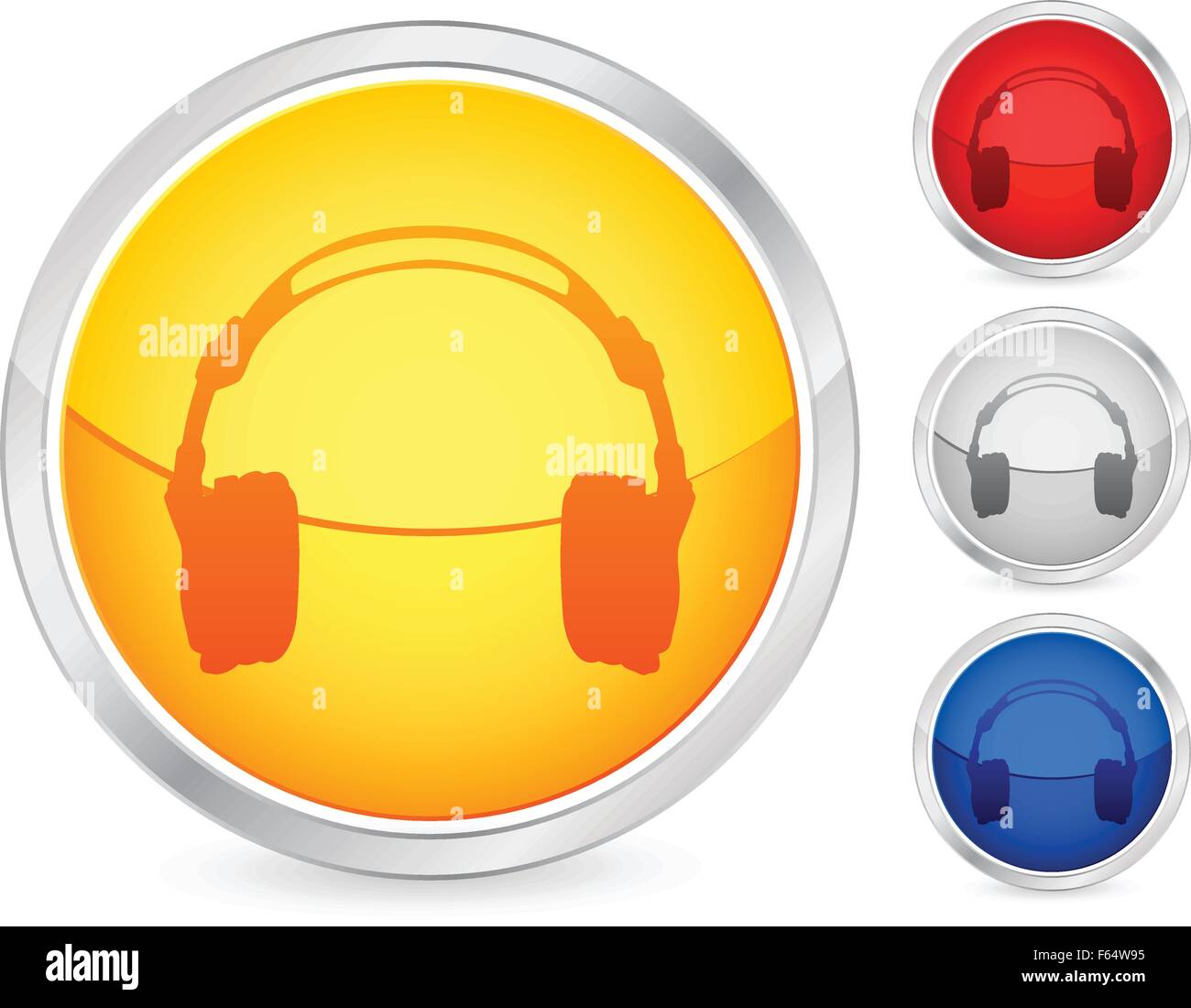 headphone buttons set on a white background. Vector illustration Stock ...