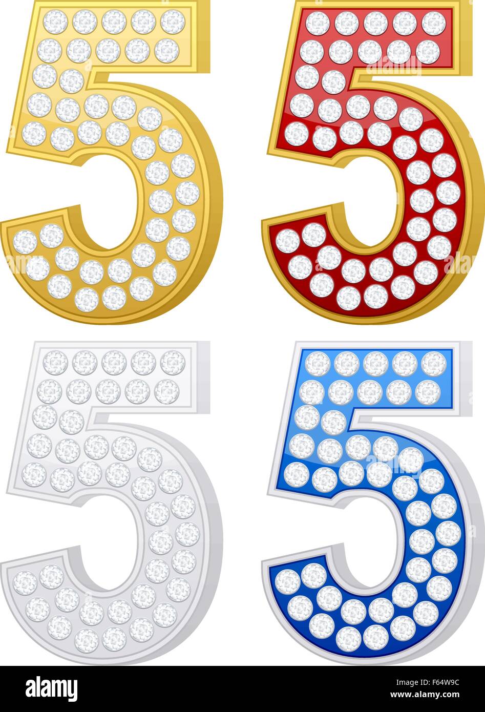 jewelry number five set on a white background. Vector illustration ...