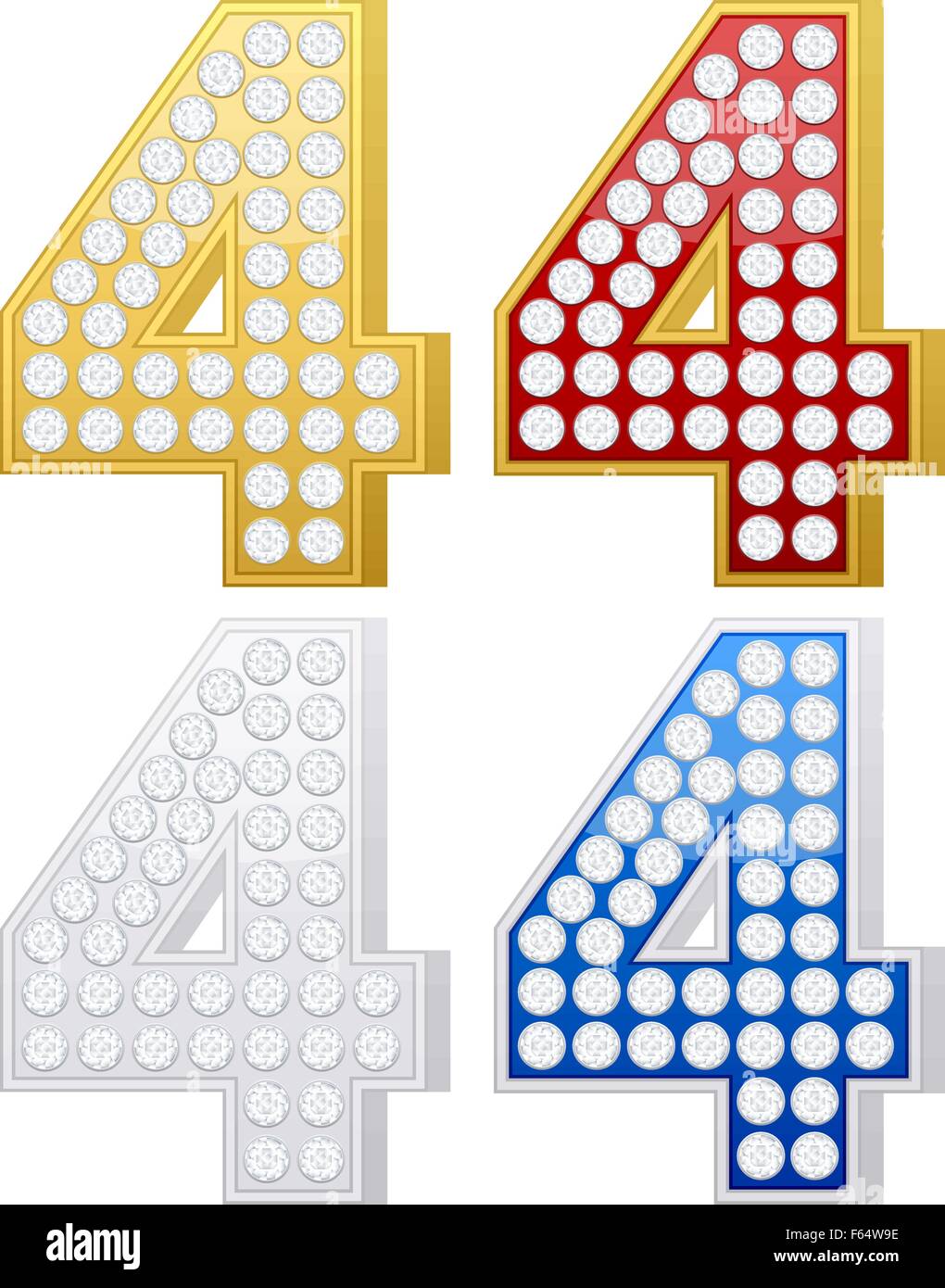 jewelry number four set on a white background. Vector illustration ...
