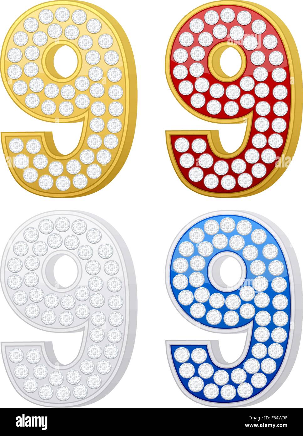jewelry number nine set on a white background. Vector illustration ...