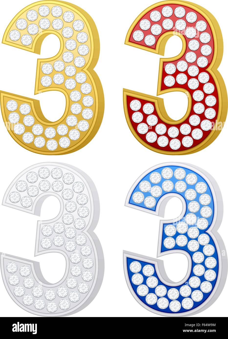 jewelry number three set on a white background. Vector illustration ...