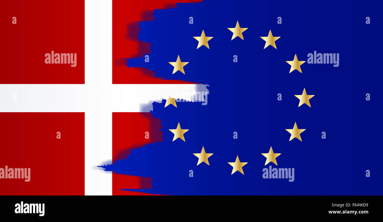 Flag of the European Union blended with the flag of Denmark Stock Photo ...