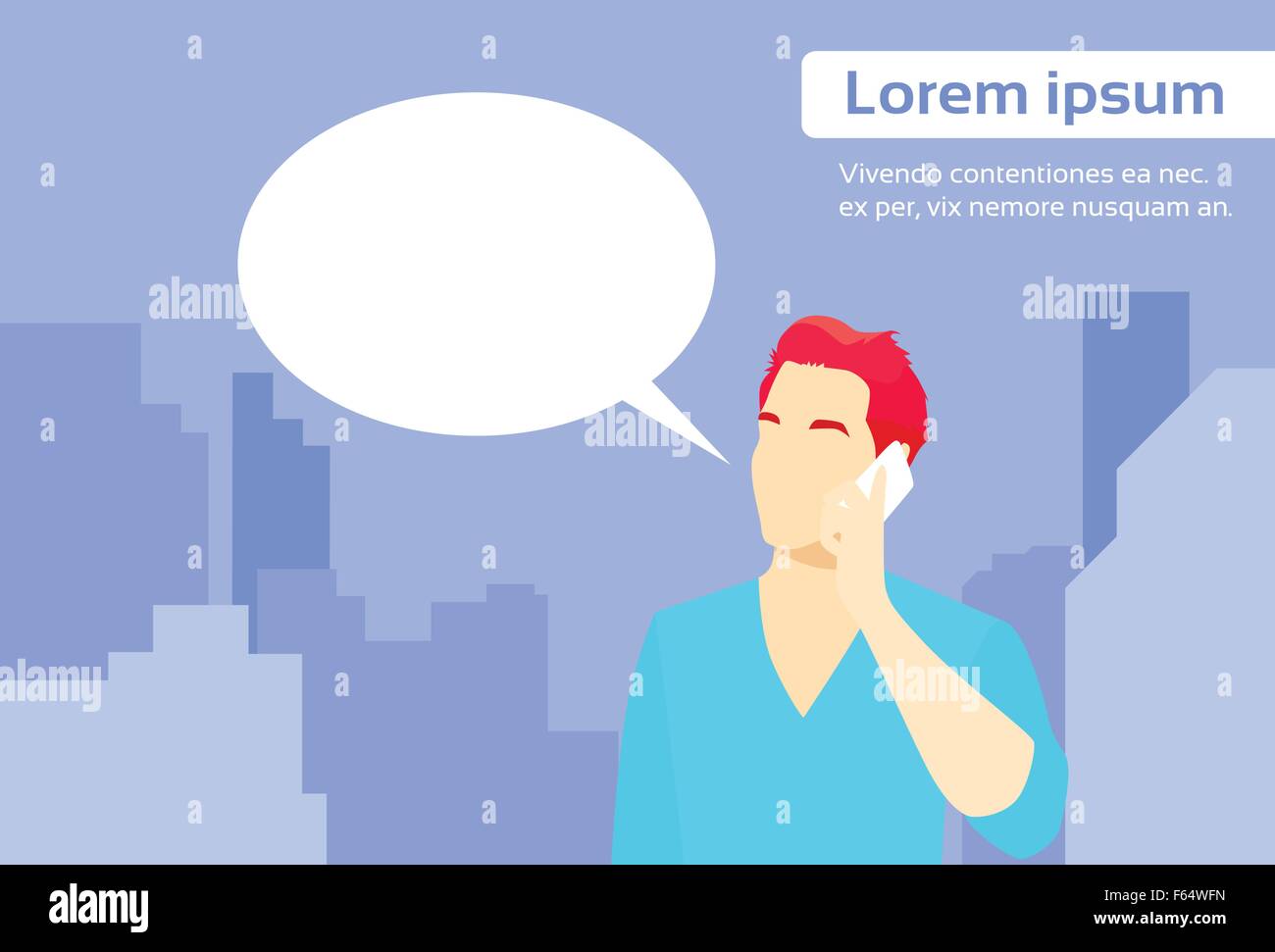 Casual Man Smart Phone Talk Chat Box Communication Stock Vector Image ...