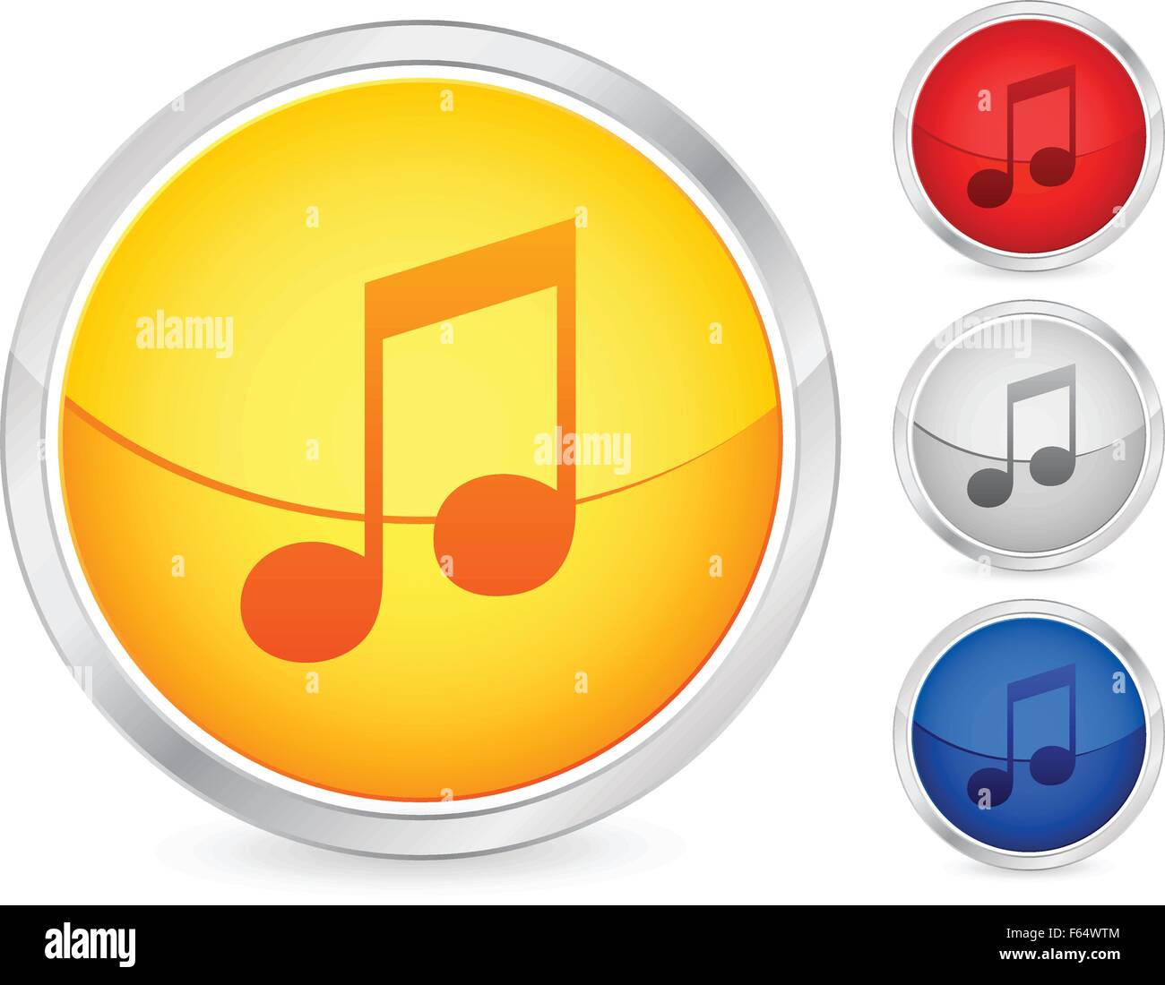 music note buttons set on a white background. Vector illustration Stock ...