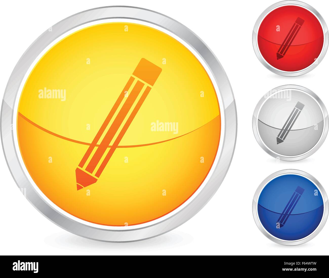 pencil buttons set on a white background. Vector illustration Stock ...