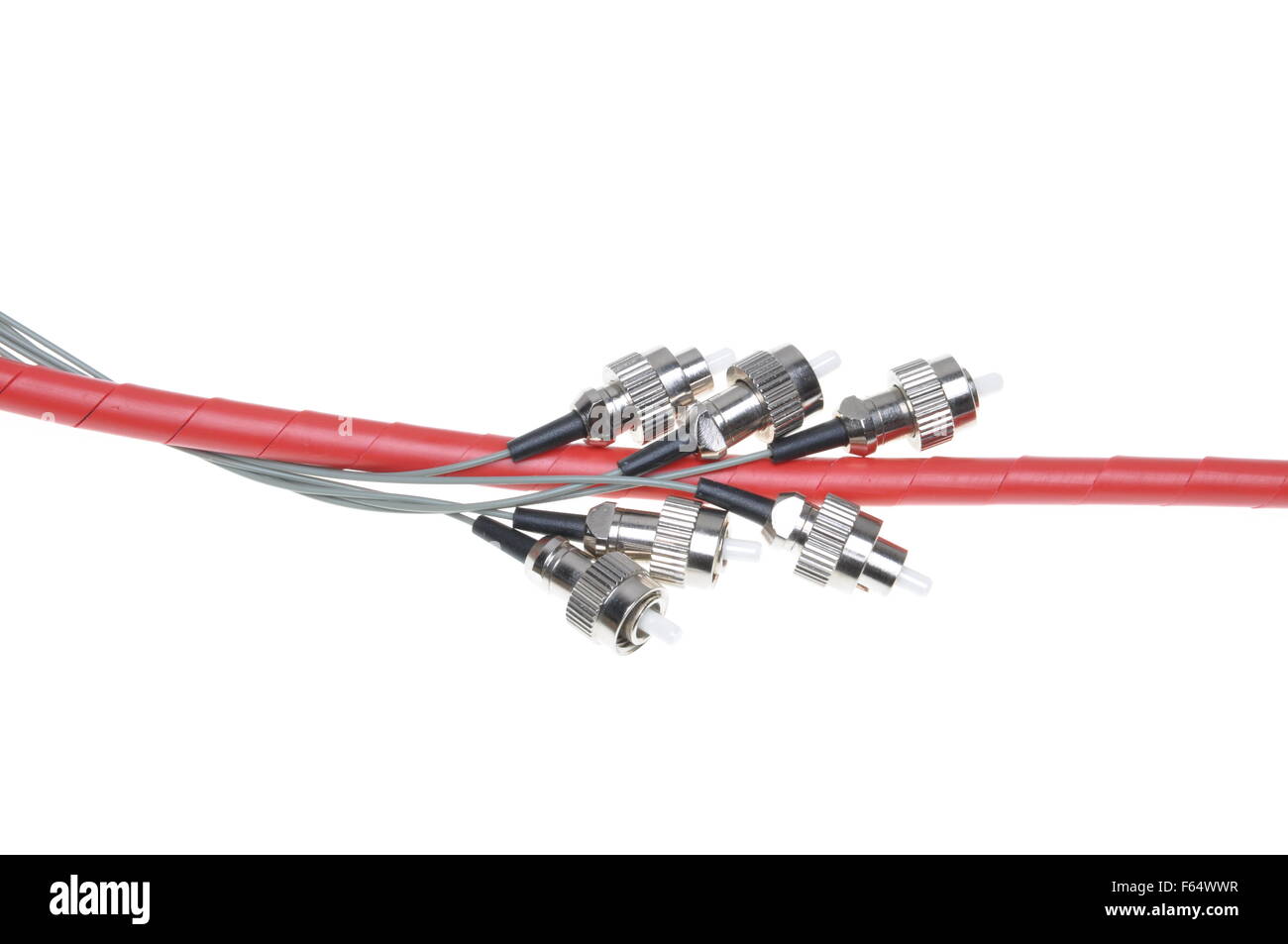 Telecommunication fiber optical patch cords fc isolated on white ...