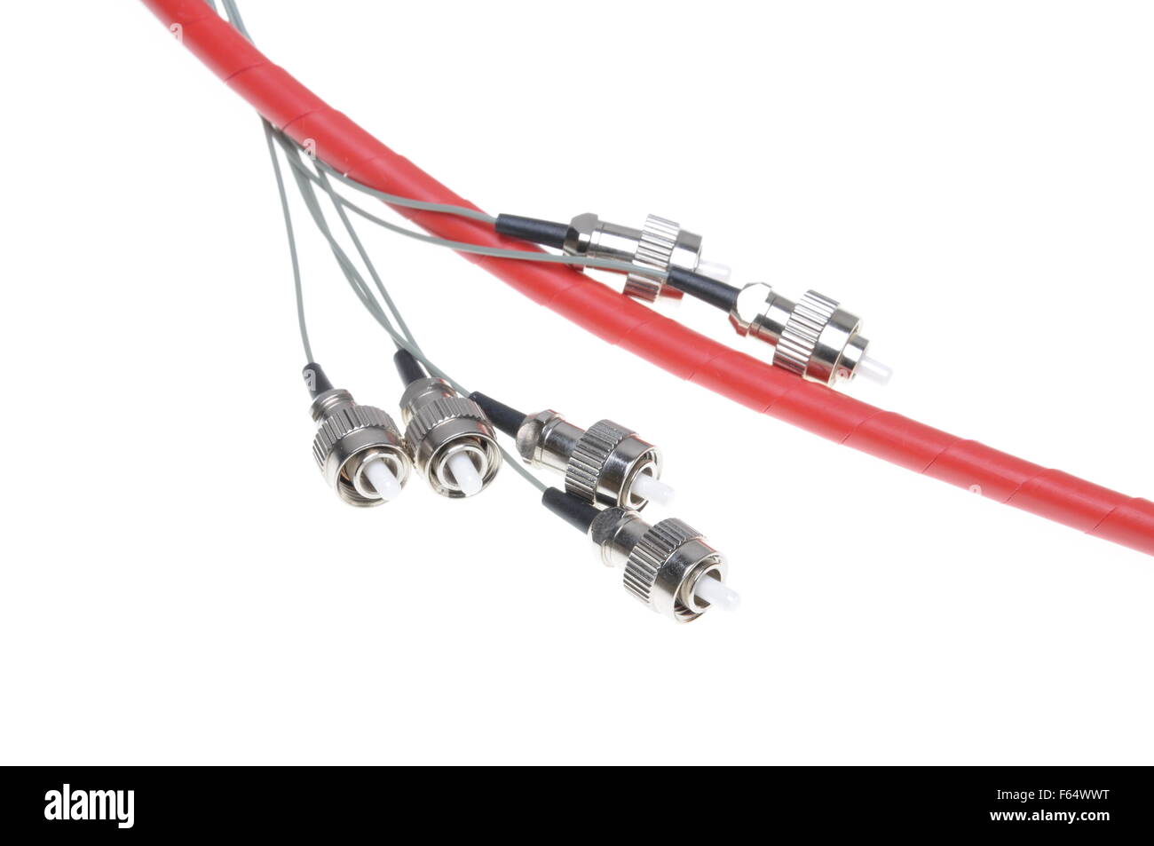 Telecommunication fiber optical patch cords fc isolated on white ...