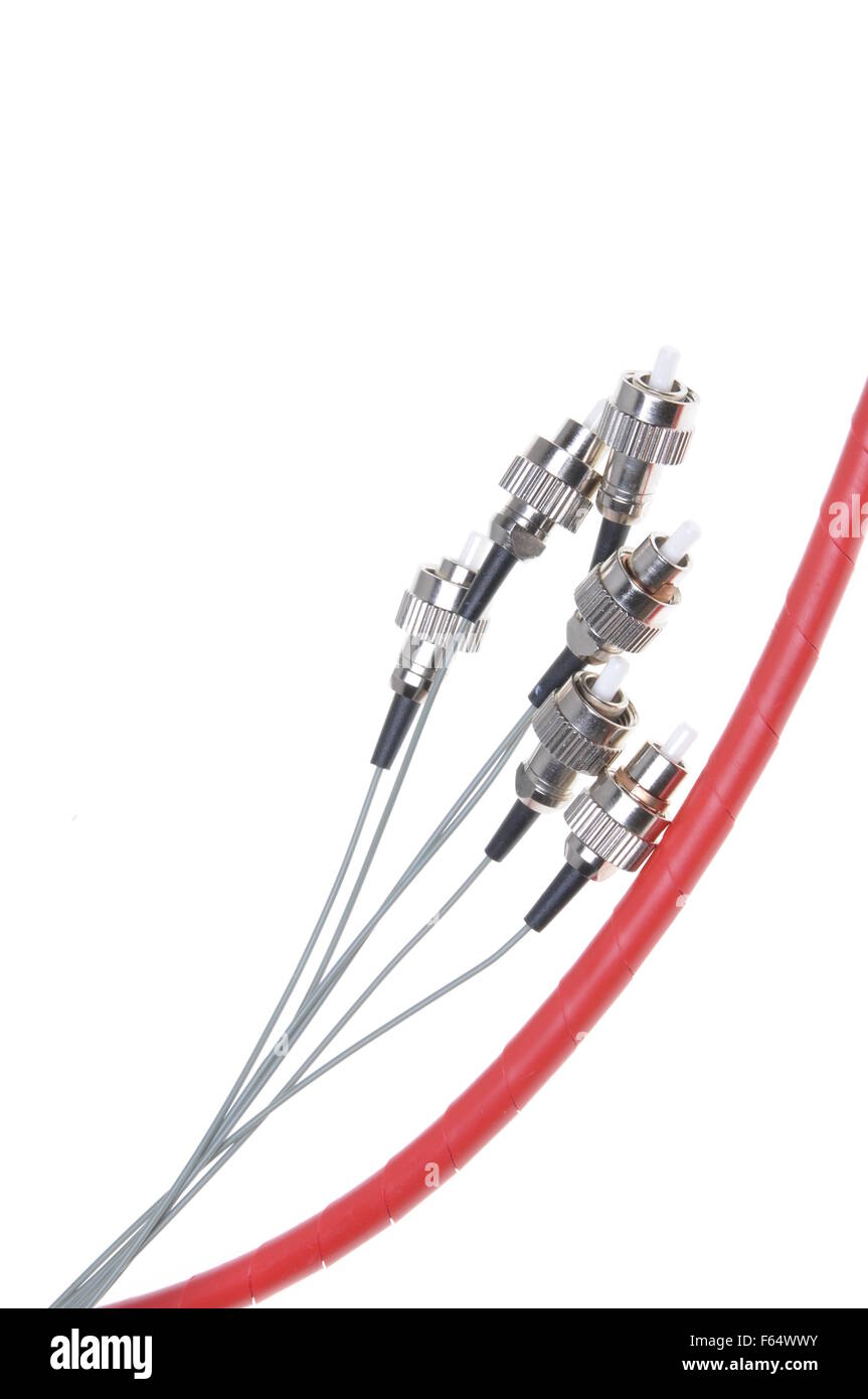 Telecommunication fiber optical patch cords fc isolated on white ...