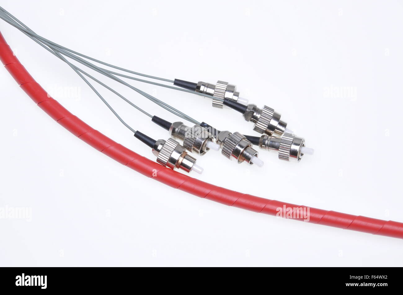 Telecommunication fiber optical patch cords fc isolated on white ...