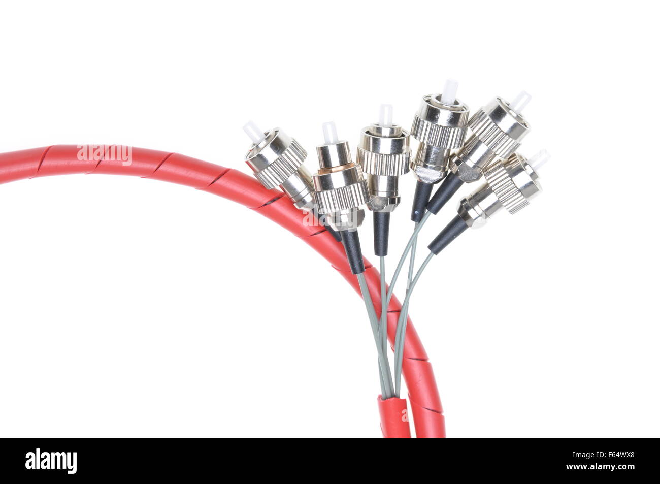 Telecommunication fiber optical patch cords fc isolated on white ...