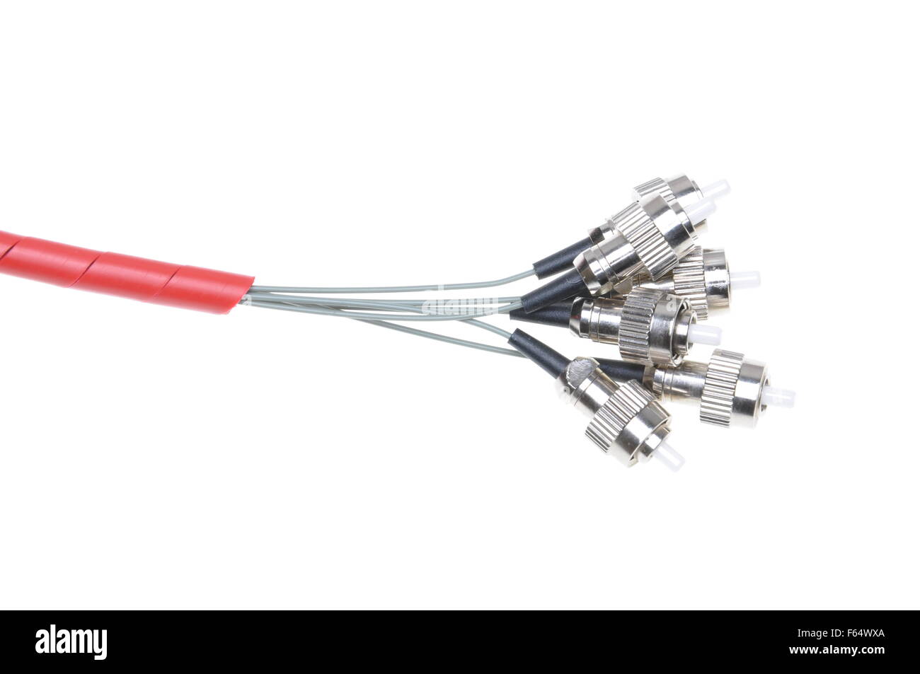 Telecommunication fiber optical patch cords fc isolated on white ...