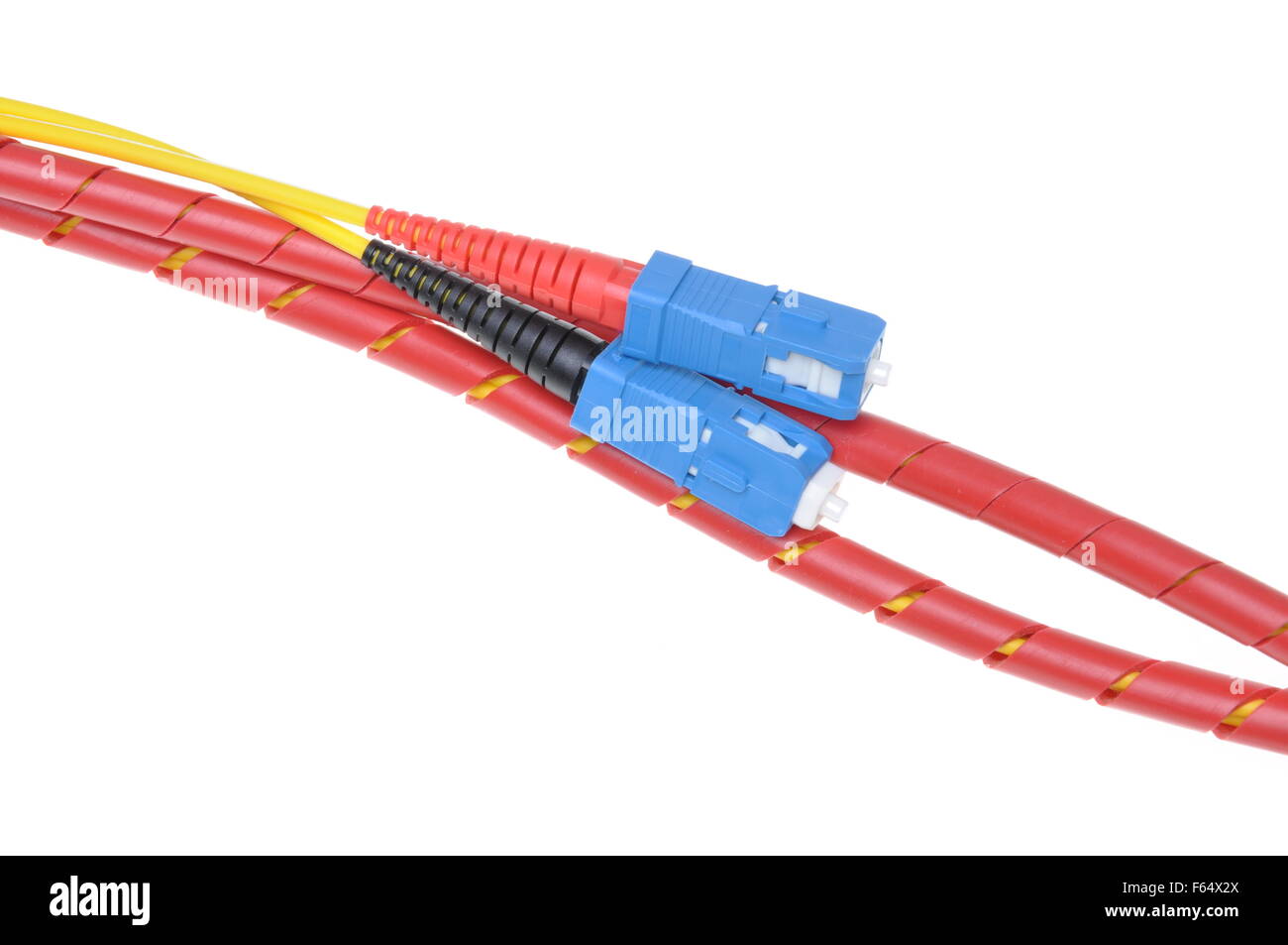 Fiber optic cables type sc isolated on white background Stock Photo - Alamy