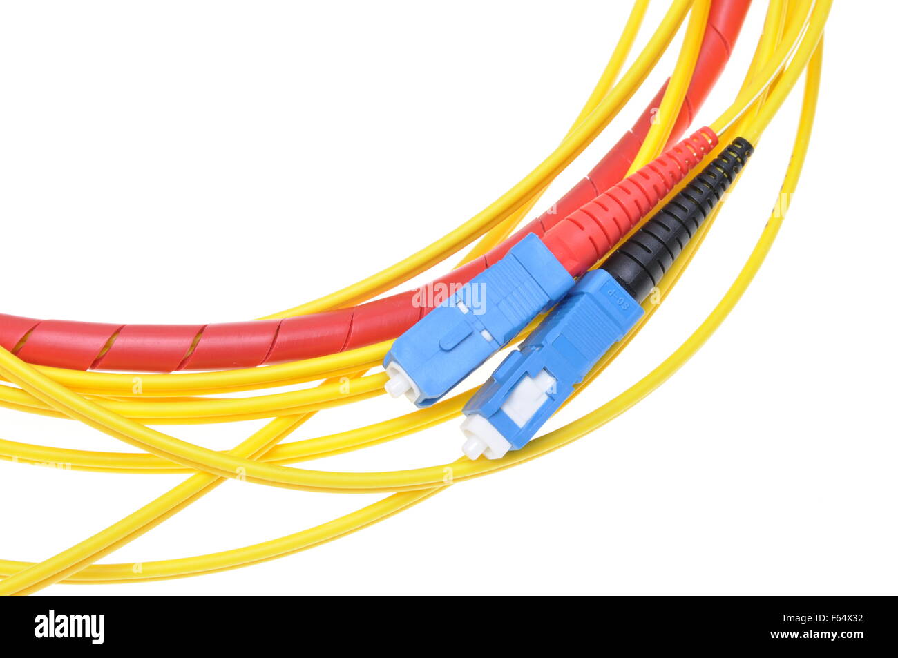Fiber optic cables type sc isolated on white background Stock Photo - Alamy
