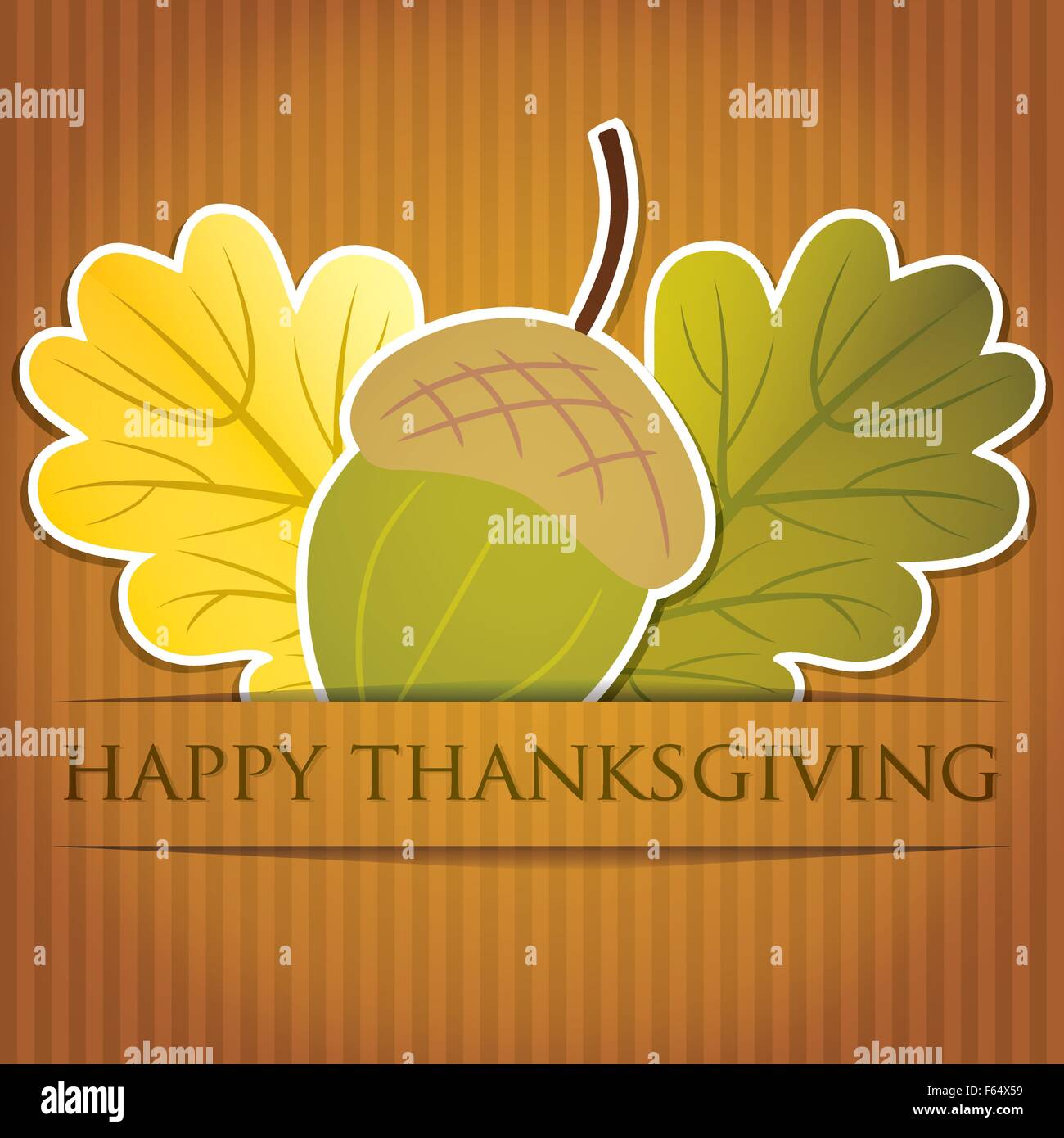 Acorn leaf and acorn Happy Thanksgiving card in vector format Stock ...