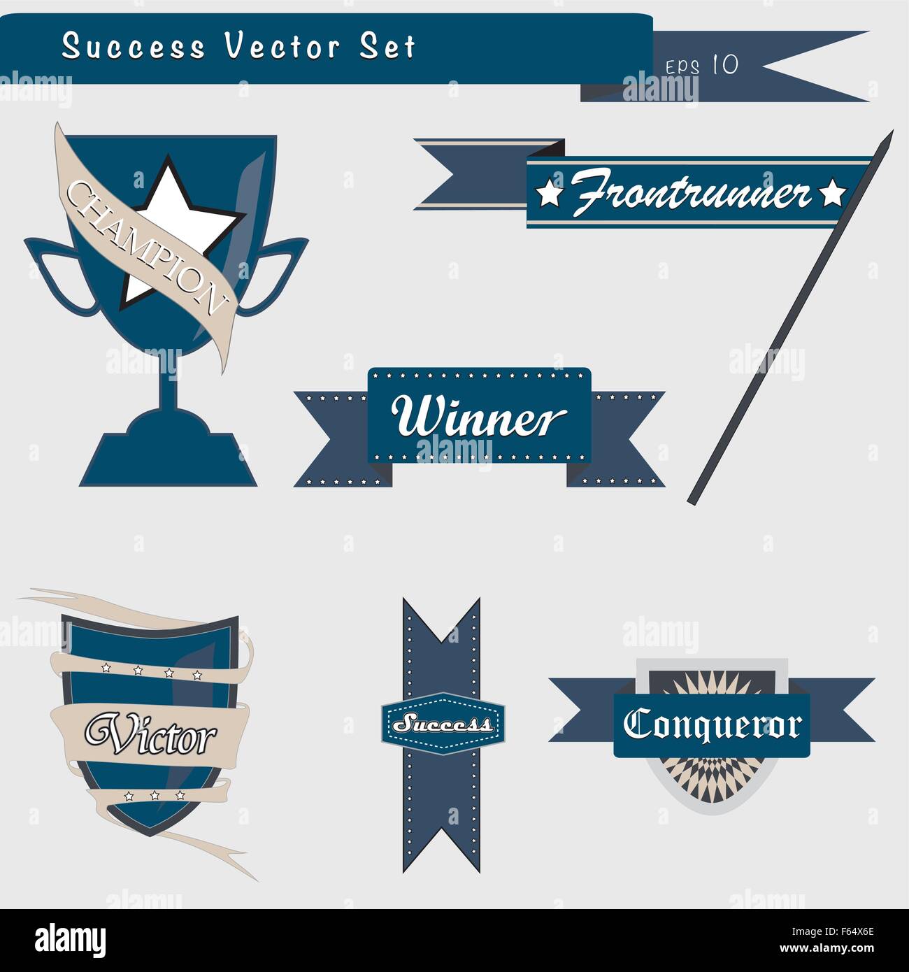 Set of success and achievement badges and elements in vector Stock ...